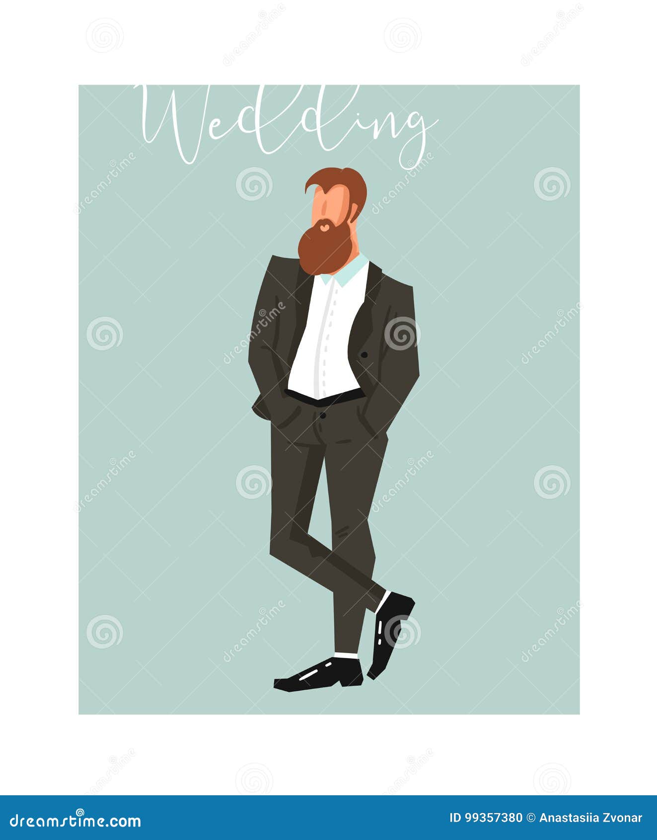 Hand Drawn Vector Abstract Cartoon Wedding Groom Illustration Element ...