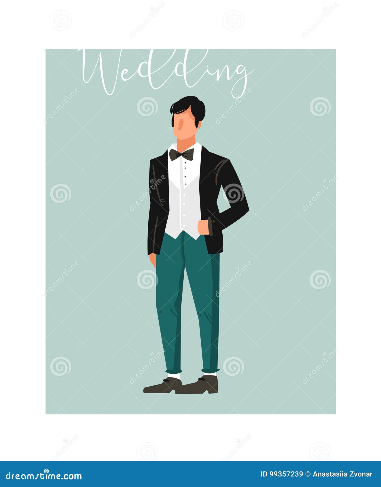 Hand Drawn Vector Abstract Cartoon Wedding Groom Illustration Element ...