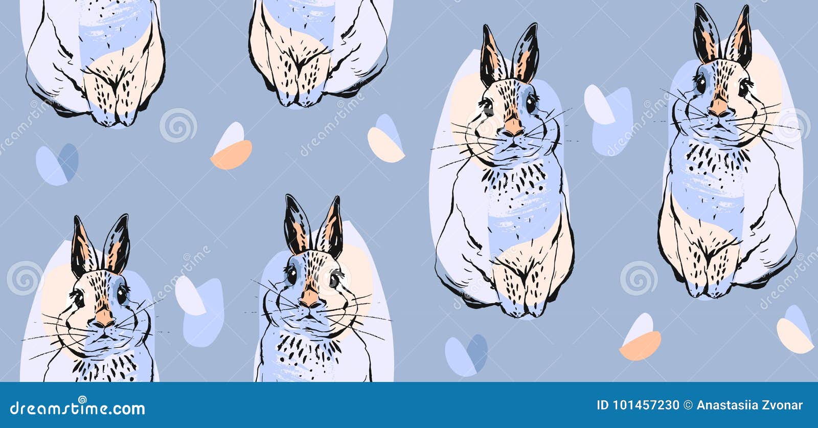 Hand Drawn Vector Abstract Collage Drawing Cute Seamless Pattern with ...