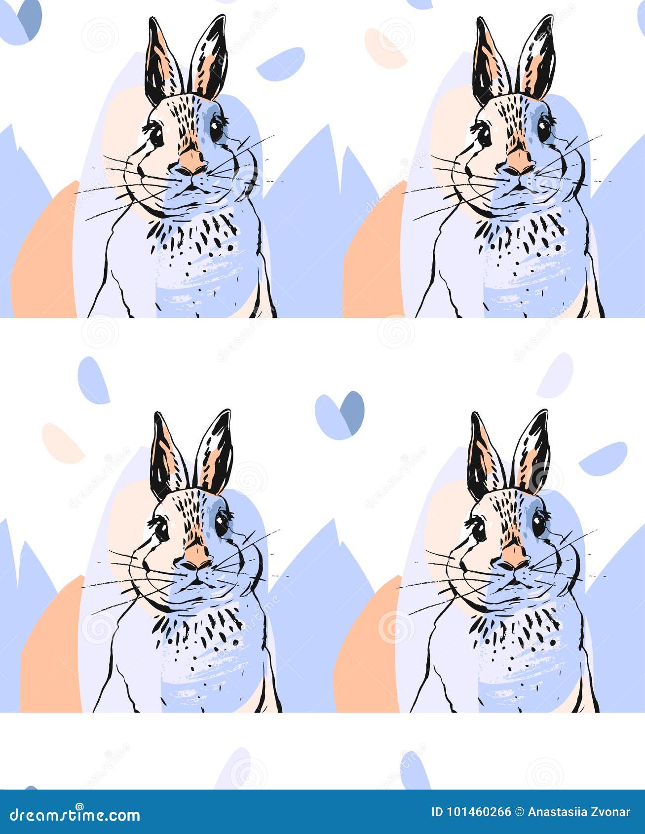 Hand Drawn Vector Abstract Collage Drawing Cute Seamless Pattern with ...