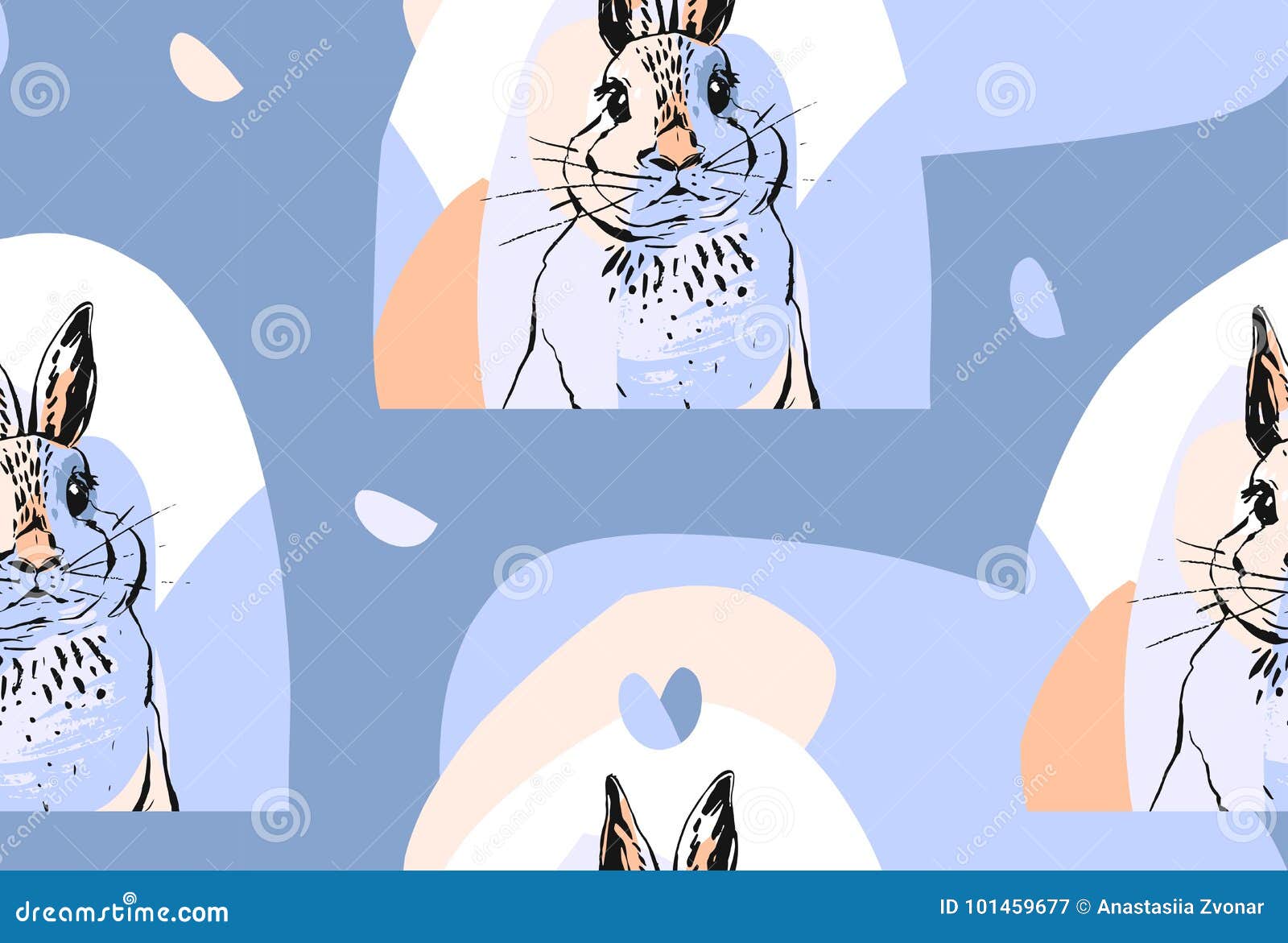 Hand Drawn Vector Abstract Collage Drawing Cute Seamless Pattern with ...