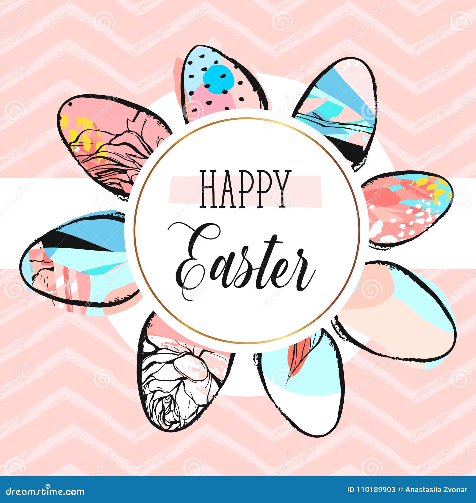 Hand Drawn Vector Abstract Creative Happy Easter Greeting Card Design ...