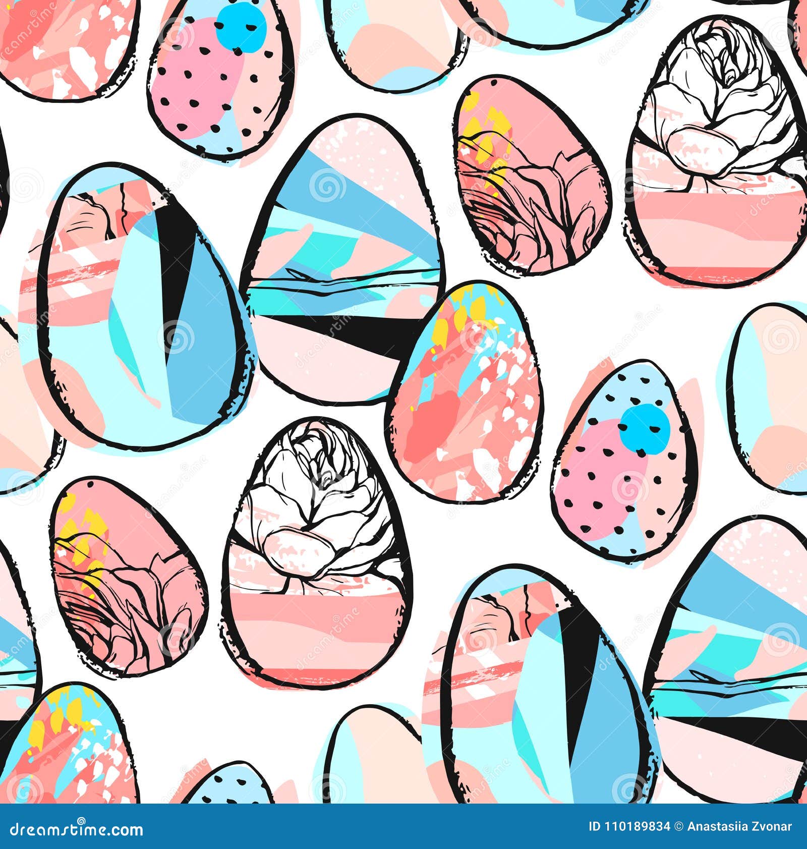 Hand Drawn Vector Abstract Creative Universal Happy Easter Seamless ...