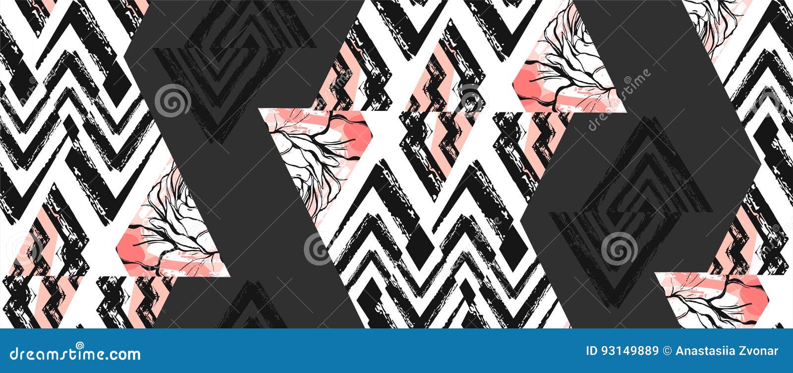 Hand Drawn Vector Abstract Freehand Textured Seamless Pattern Collage ...