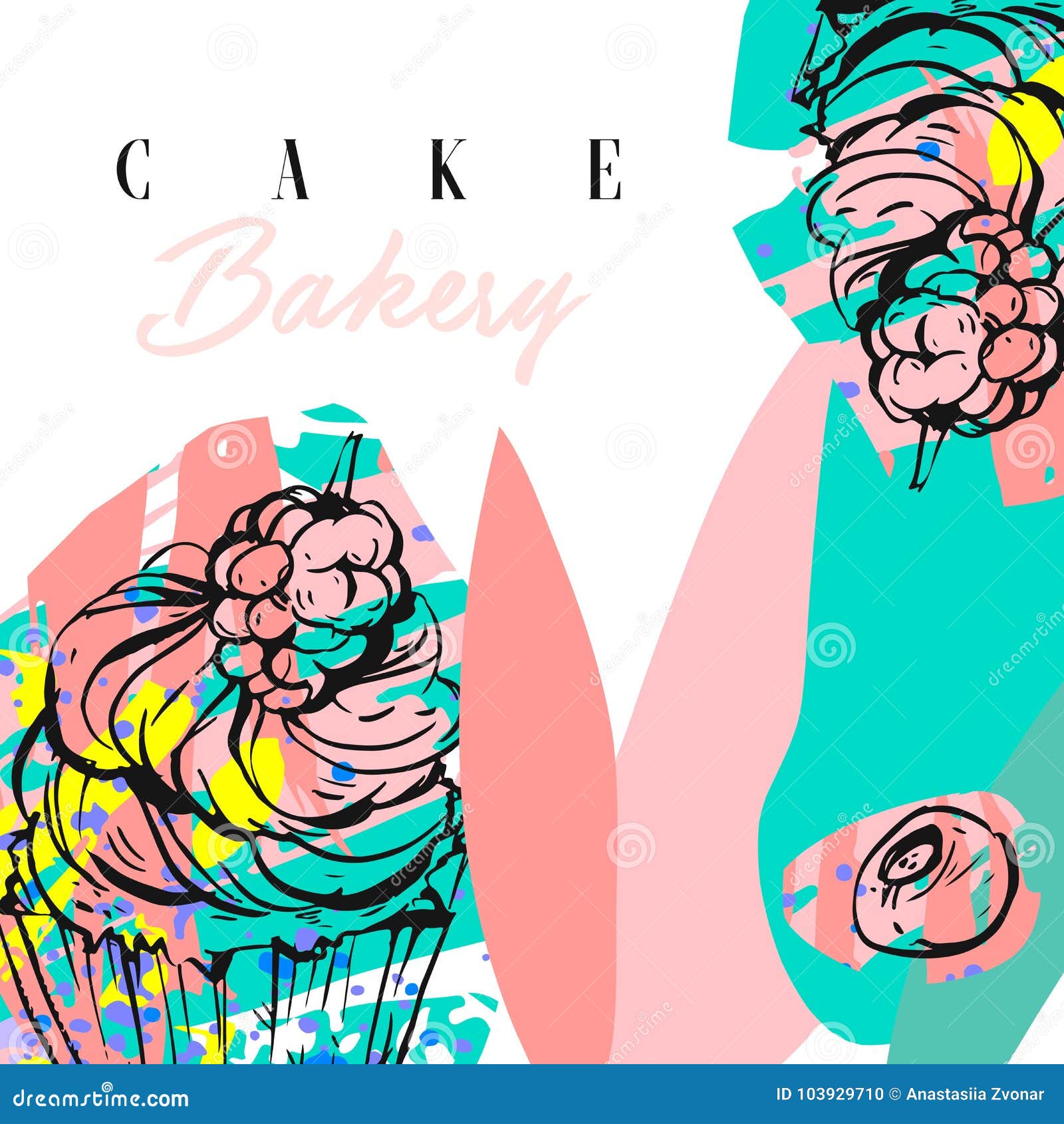 Hand Drawn Vector Abstract Graphic Creative Modern Cake Bakery Design ...
