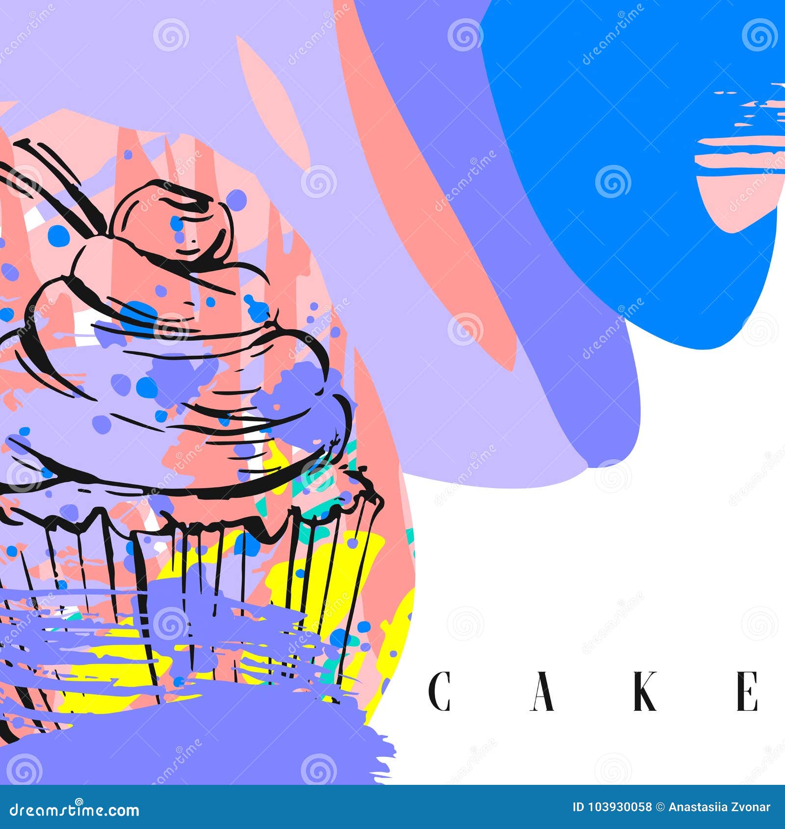 Hand Drawn Vector Abstract Graphic Creative Modern Cake Bakery Design ...