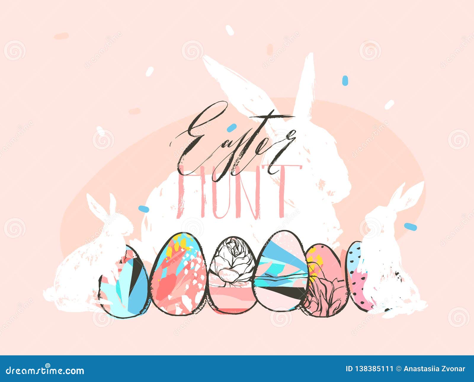 Hand Drawn Vector Abstract Graphic Rustic Textured Collage Happy Easter ...