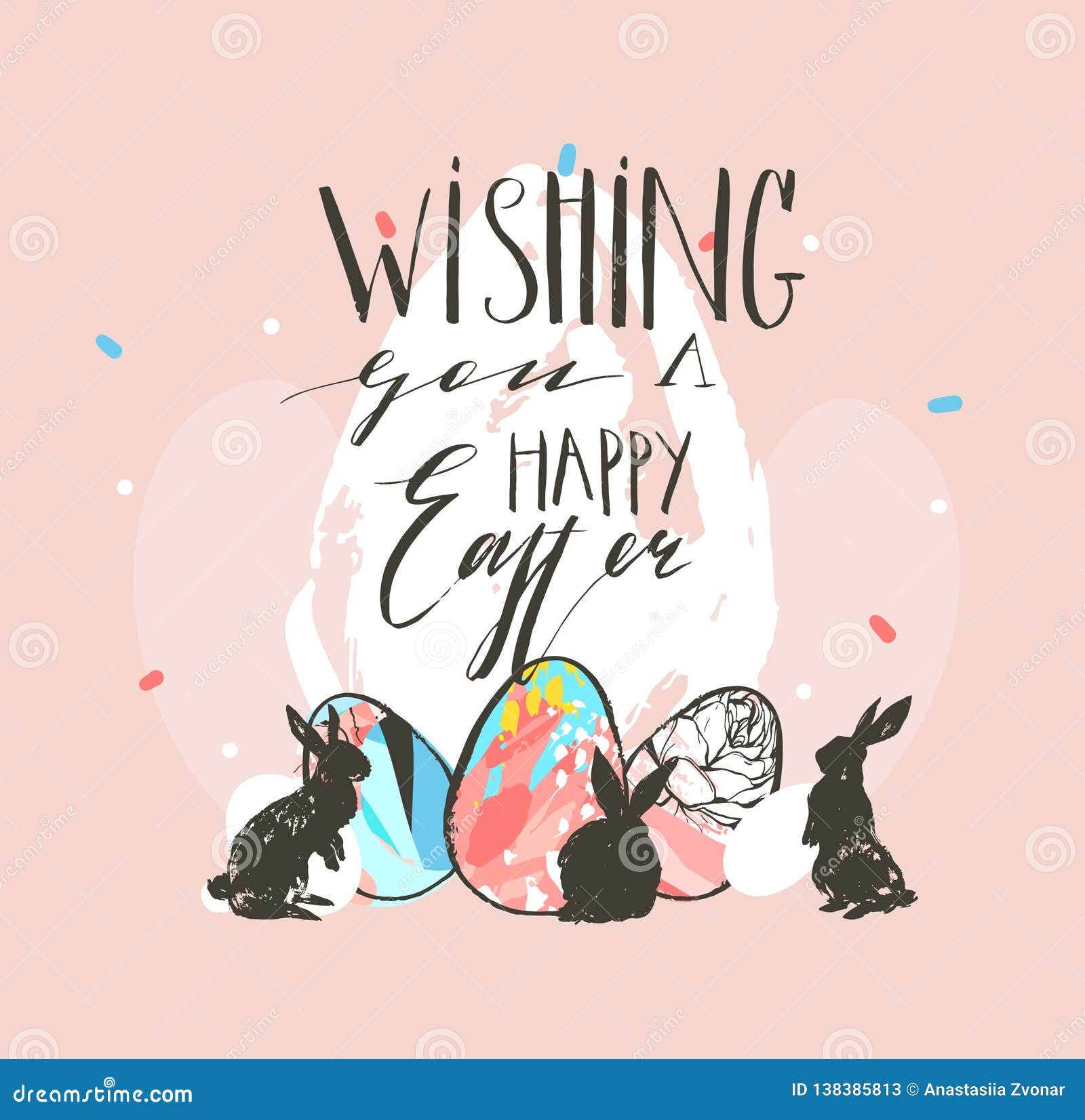Hand Drawn Vector Abstract Graphic Rustic Textured Collage Happy Easter ...
