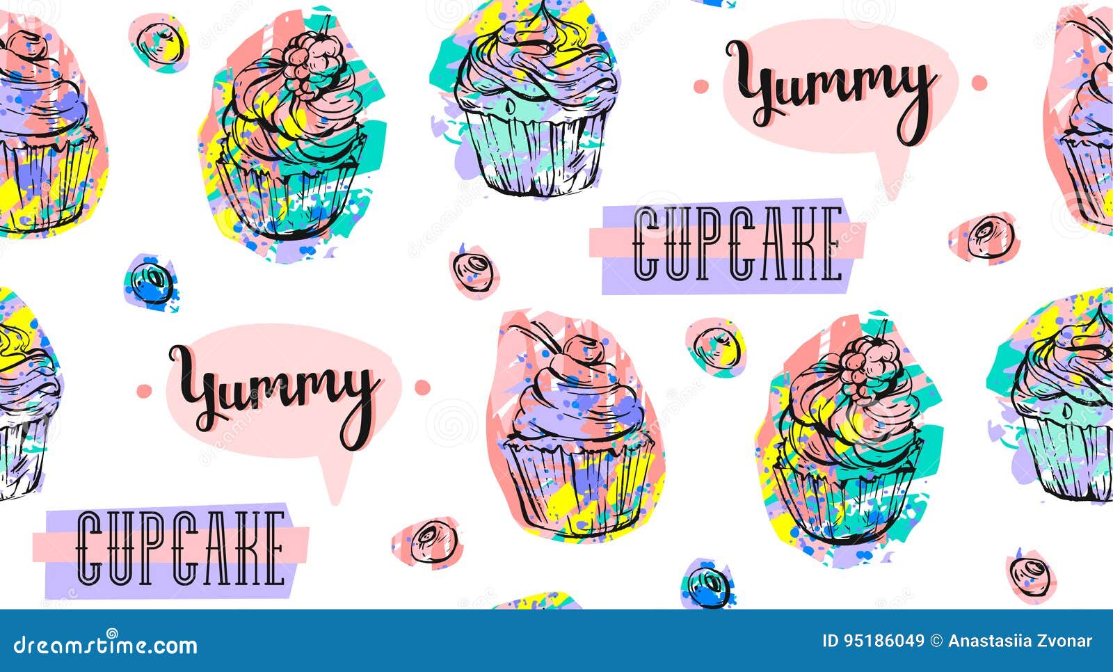 Hand Drawn Vector Abstract Seamless Artistic Abstract Creative Colorful ...