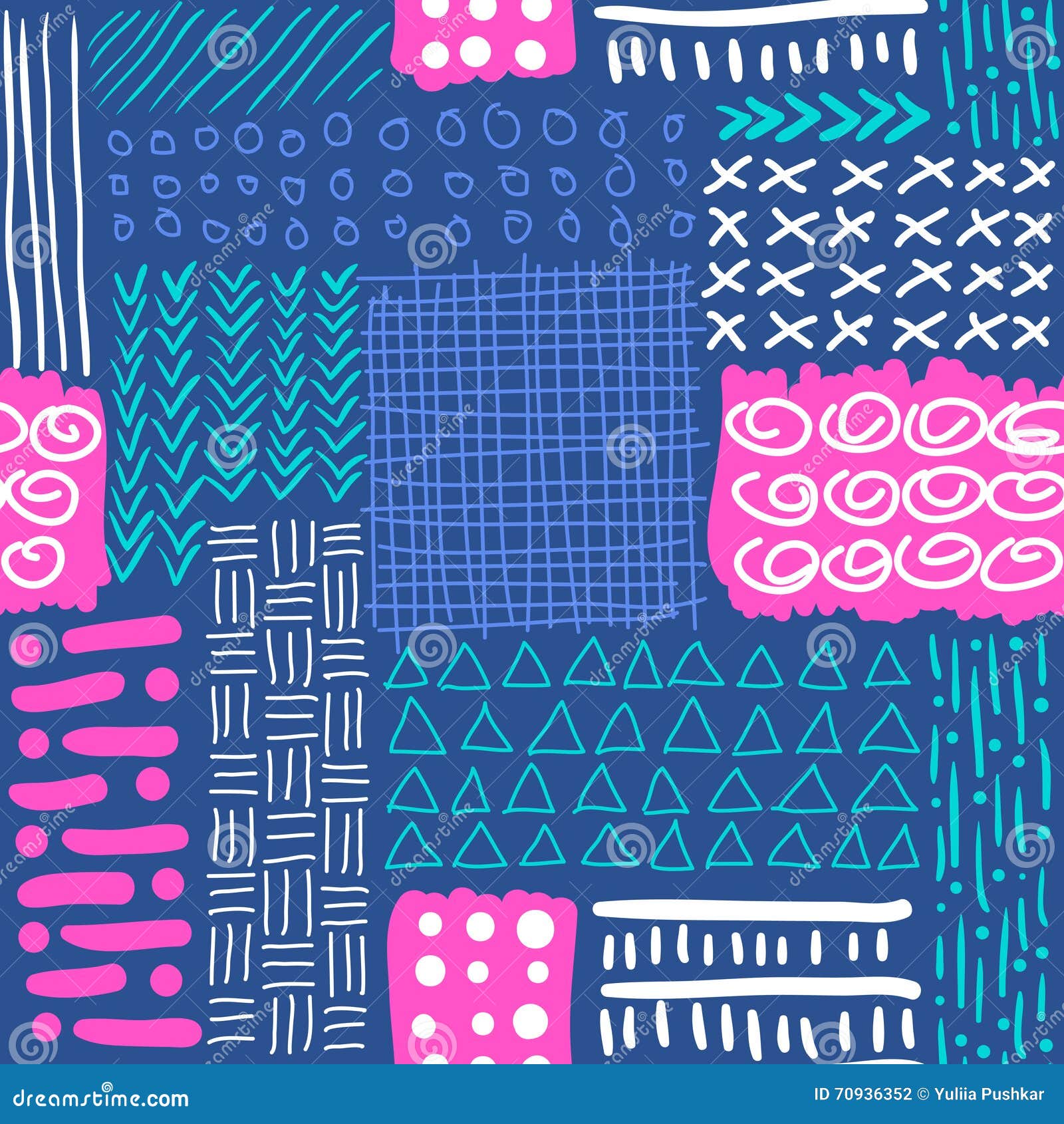 Hand Drawn Vector Abstract Seamless Pattern Stock Vector - Illustration ...