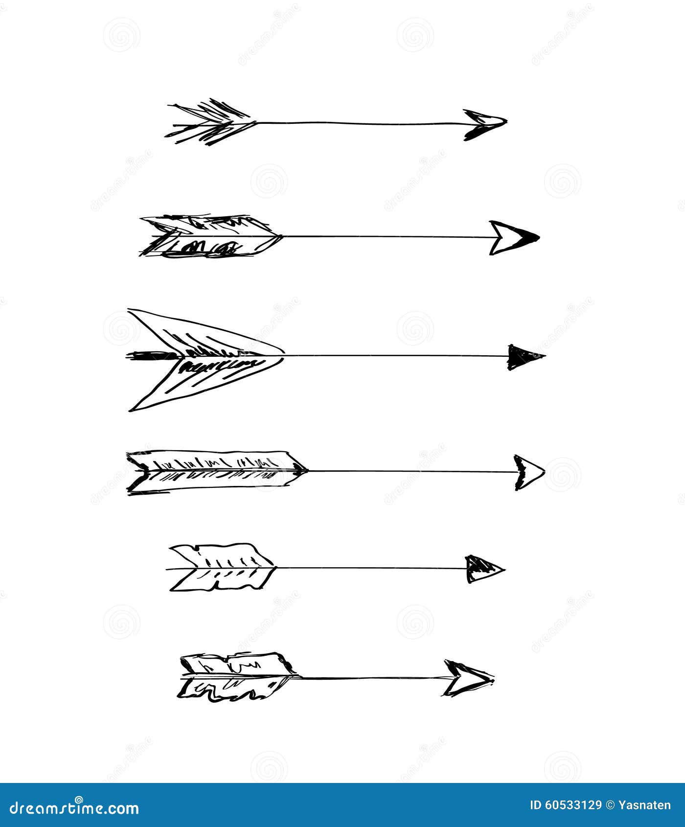 Hand-drawn Vector Arrows with Feathers Stock Vector - Illustration of ...