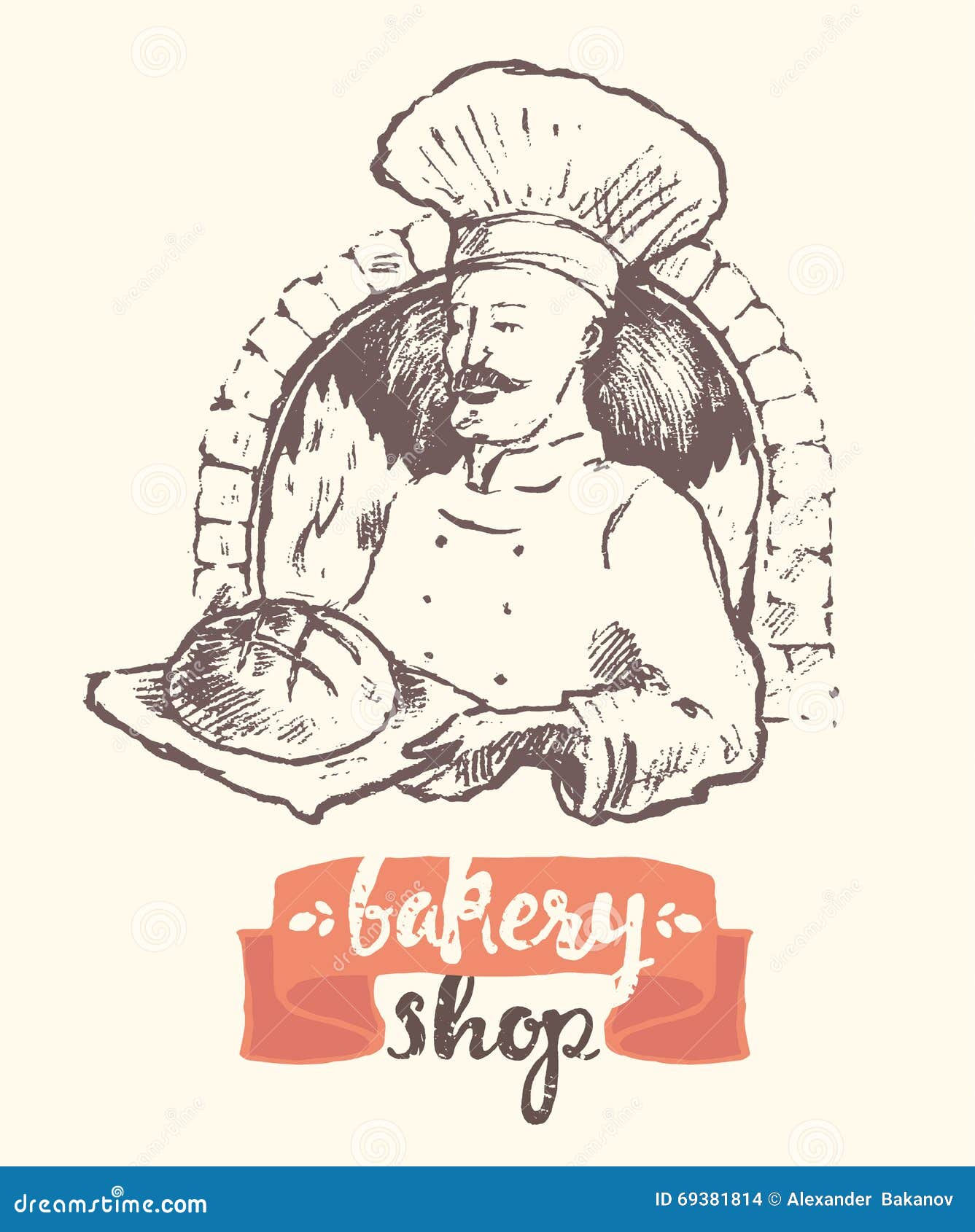 Hand Drawn Vector Baker Man Bakery Shop Sketch Stock Vector ...