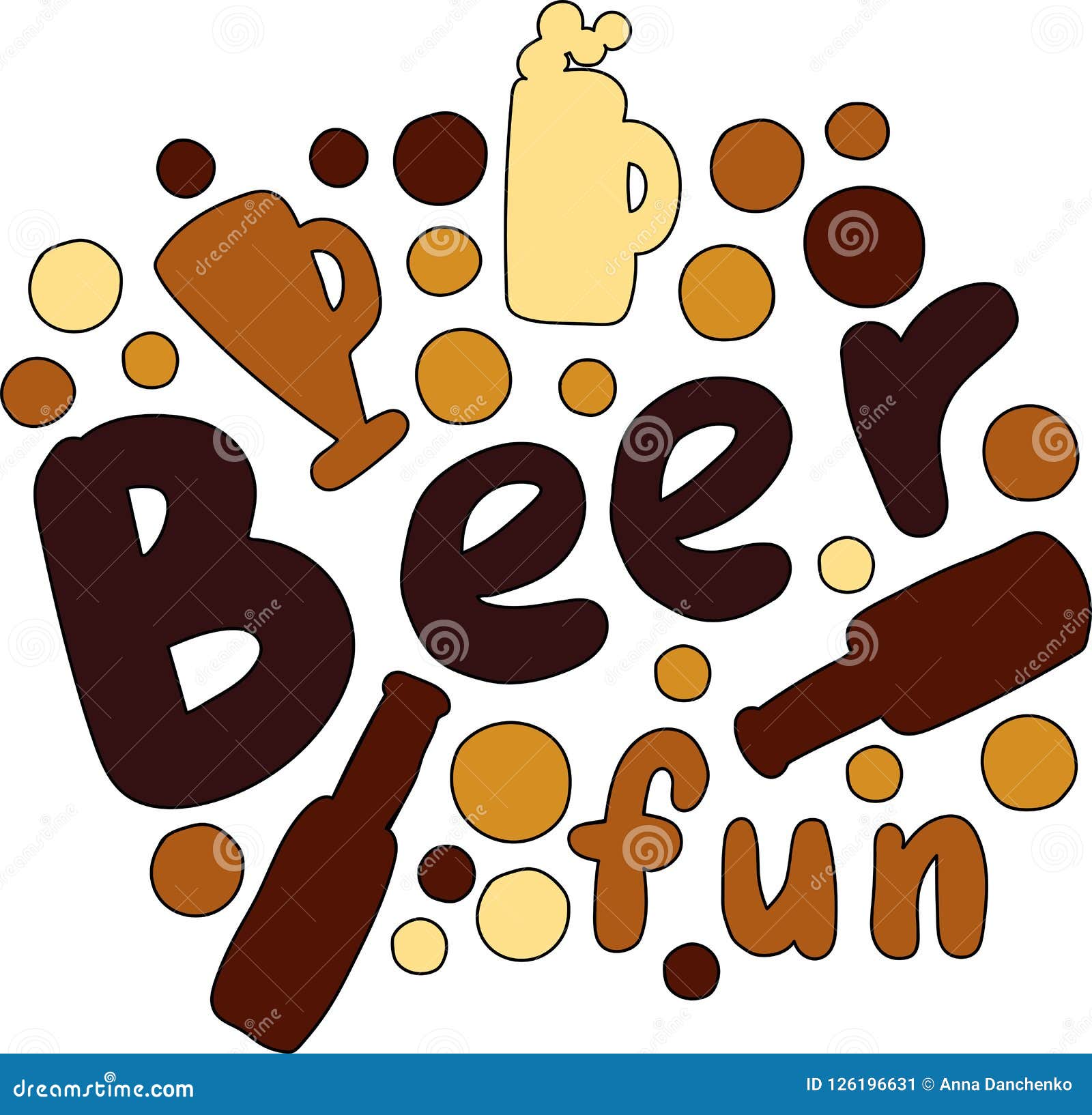 Hand Drawn Vector `Beer` Lettering with Decorative Elements. Stock ...