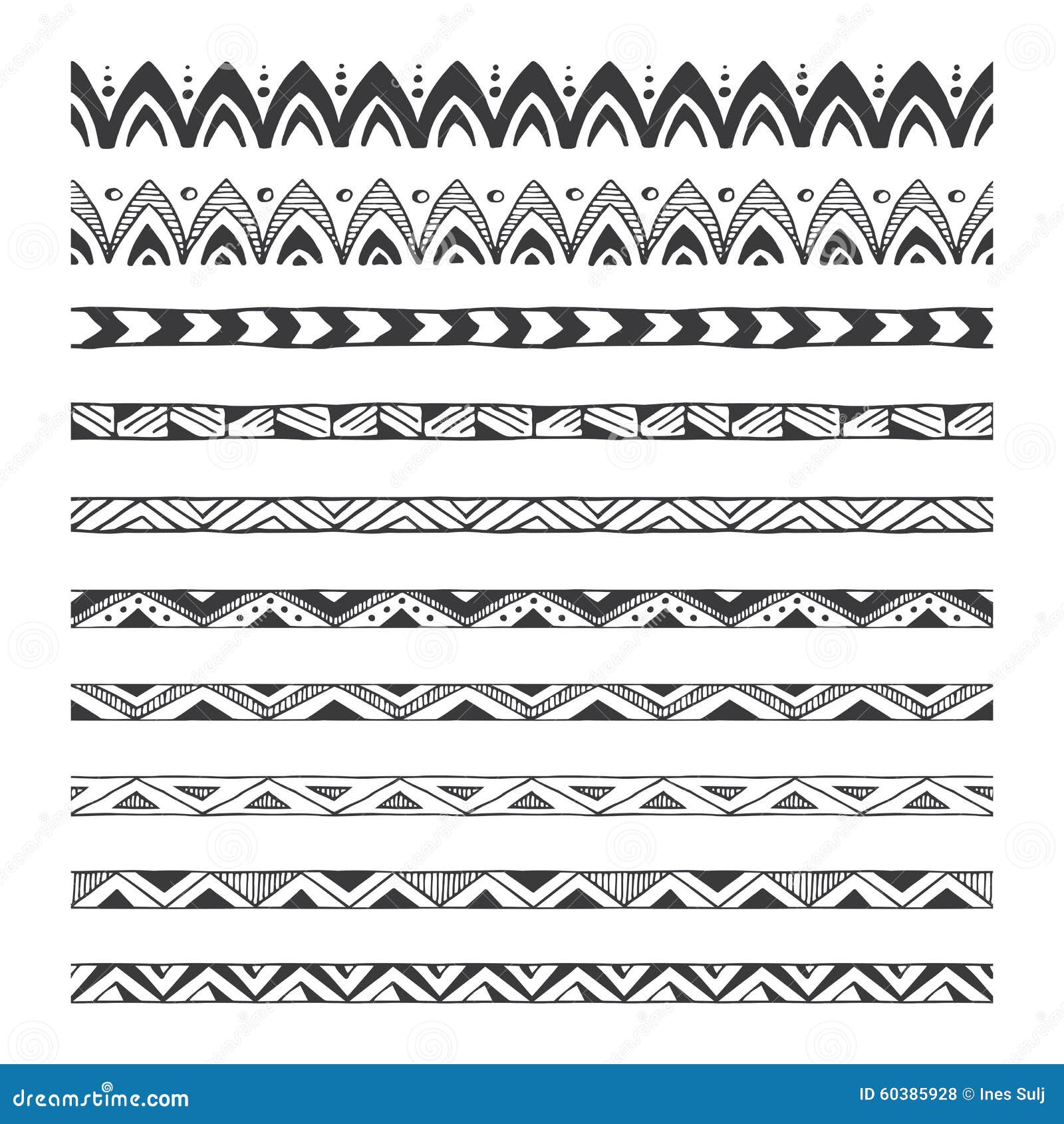 Hand Drawn Vector Borders, Design Elements Stock Vector - Illustration ...