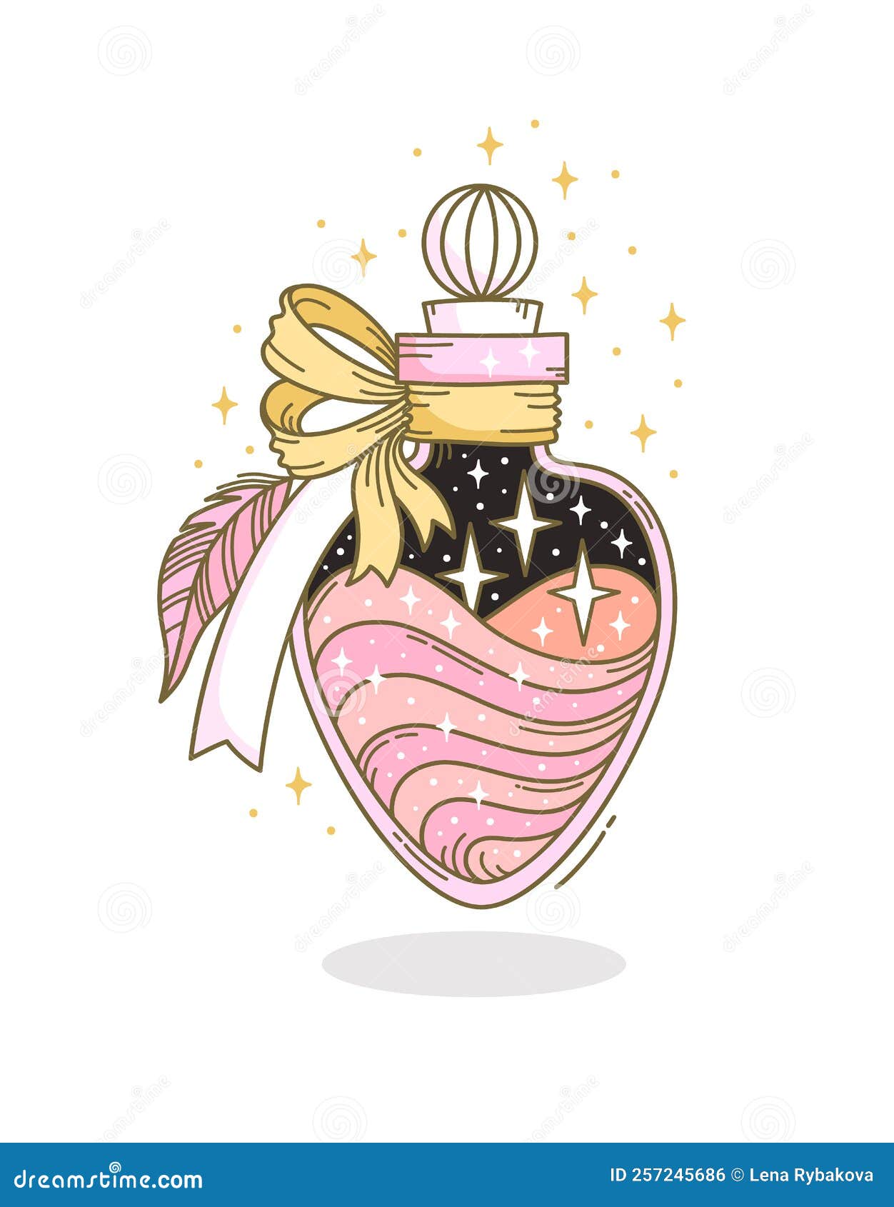 Hand Drawn Vector Bottle with Magic Potion Stock Illustration ...