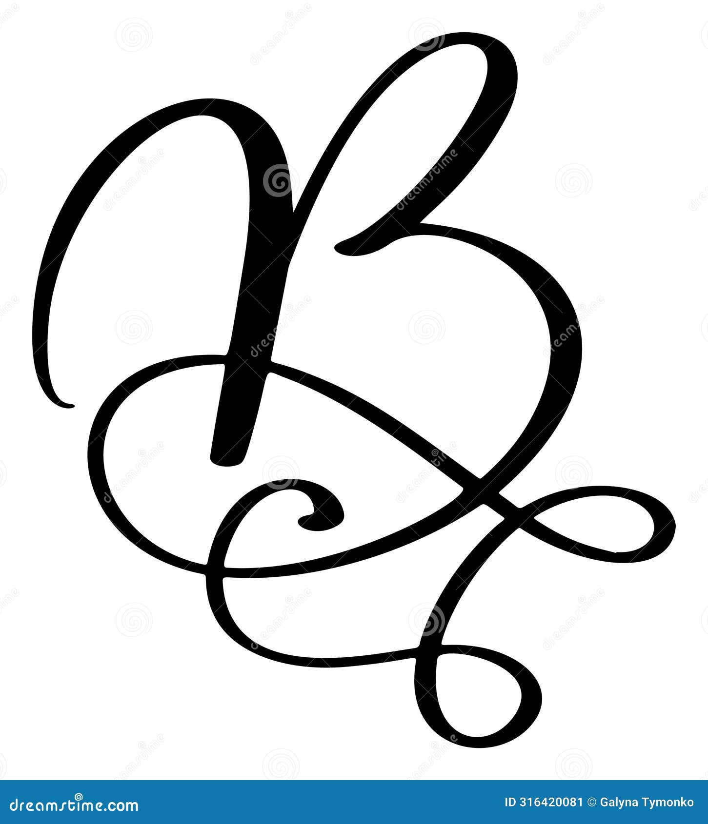 Hand Drawn Vector Calligraphy Letter B. Script Logo Font Stock Vector ...