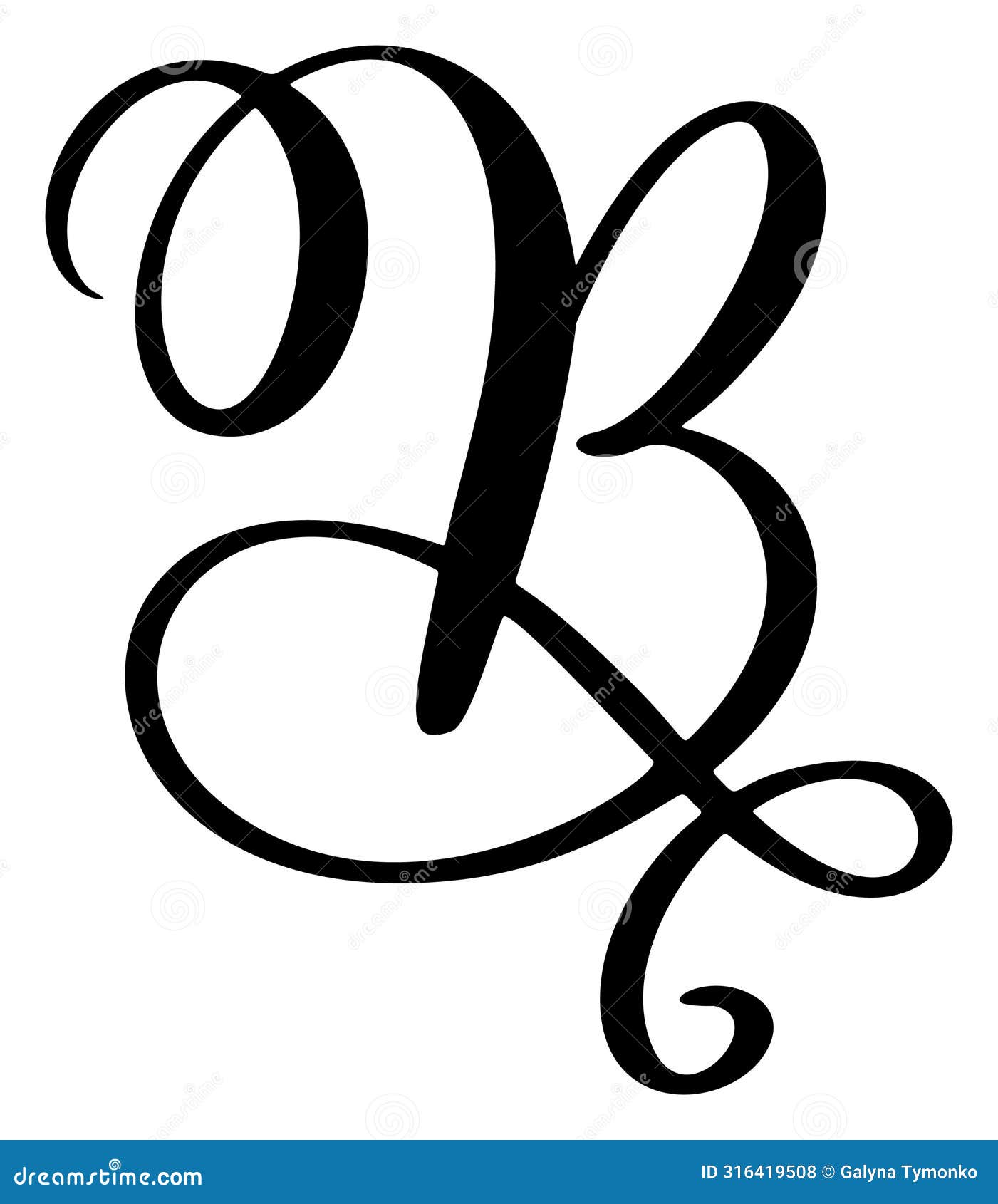 Hand Drawn Vector Calligraphy Letter B Wedding. Script Font Logo ...