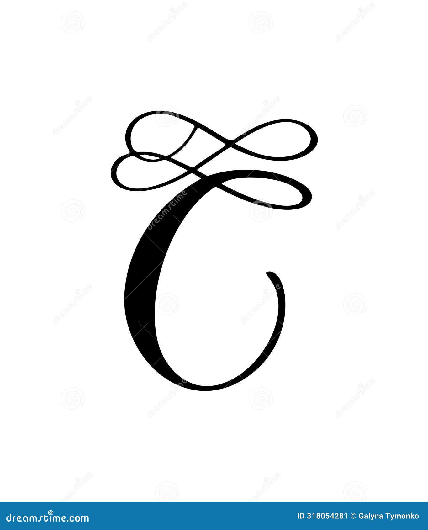 Hand Drawn Vector Calligraphy Letter C. Script Font Logo Stock Vector ...