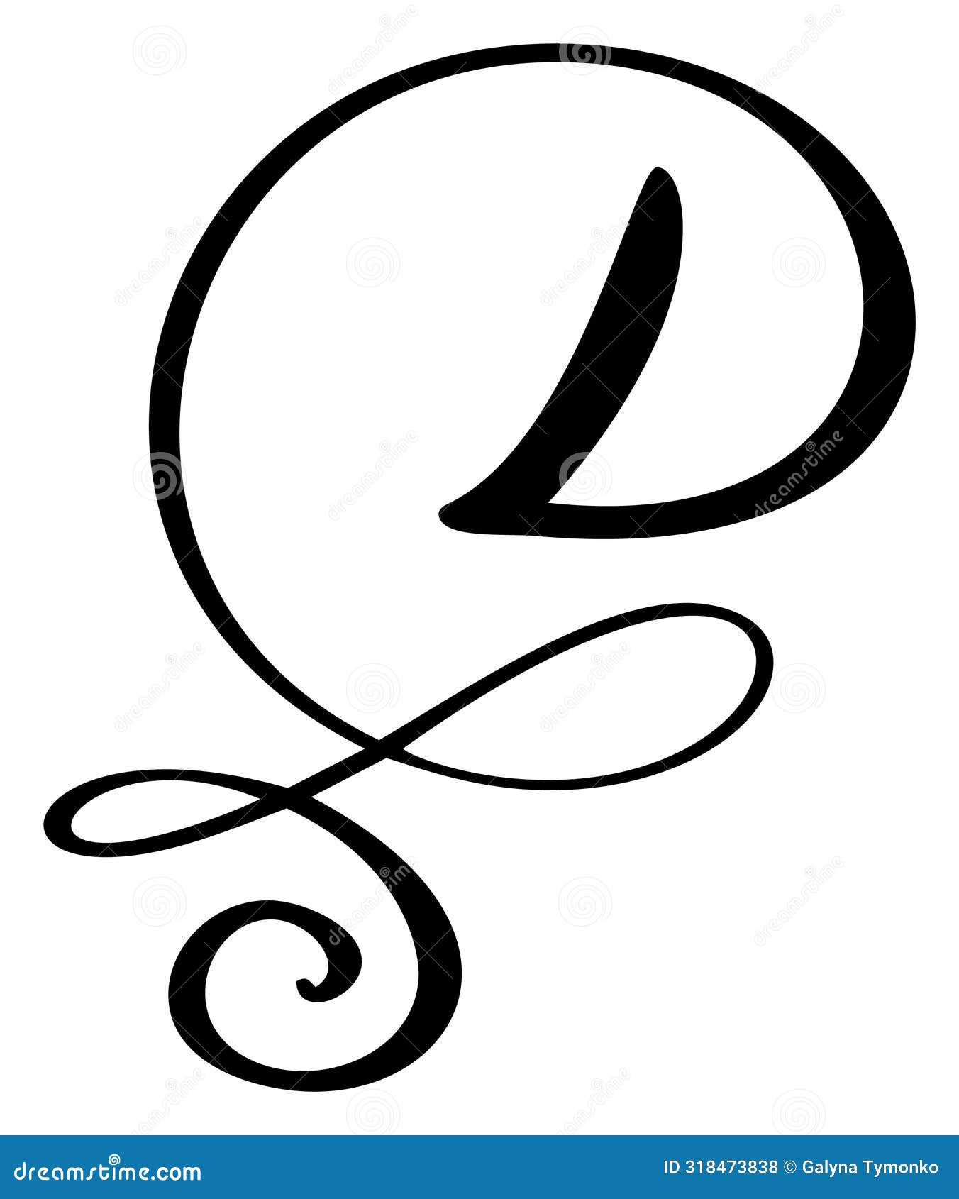 Hand Drawn Vector Calligraphy Letter D. Script Font Logo Stock Vector ...