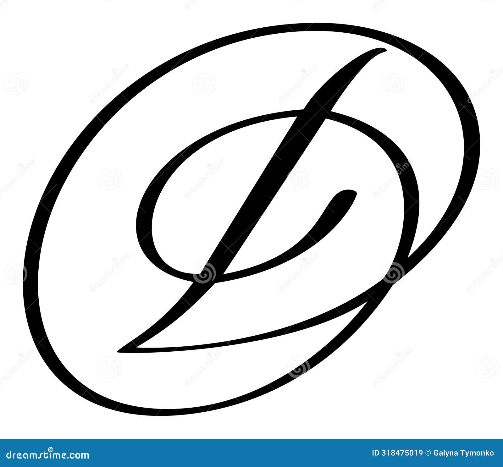 Hand Drawn Vector Calligraphy Letter D. Script Font Logo Stock Vector ...