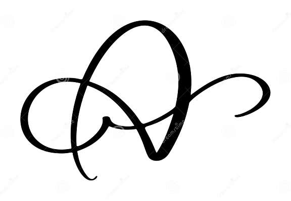 Hand Drawn Vector Calligraphy Letter a. Script Font Stock Vector ...