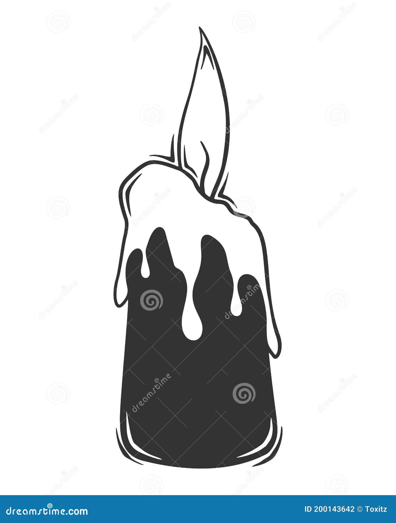 Hand Drawn Vector of Candle with Fire, Isolated on White Background ...