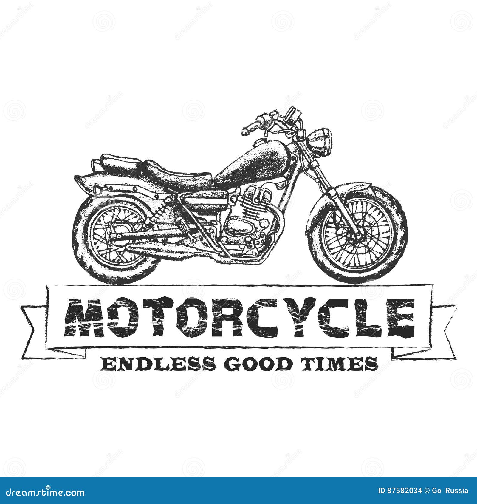 Hand Drawn Vector Chopper Motorcycle Quote Stock Vector - Illustration ...