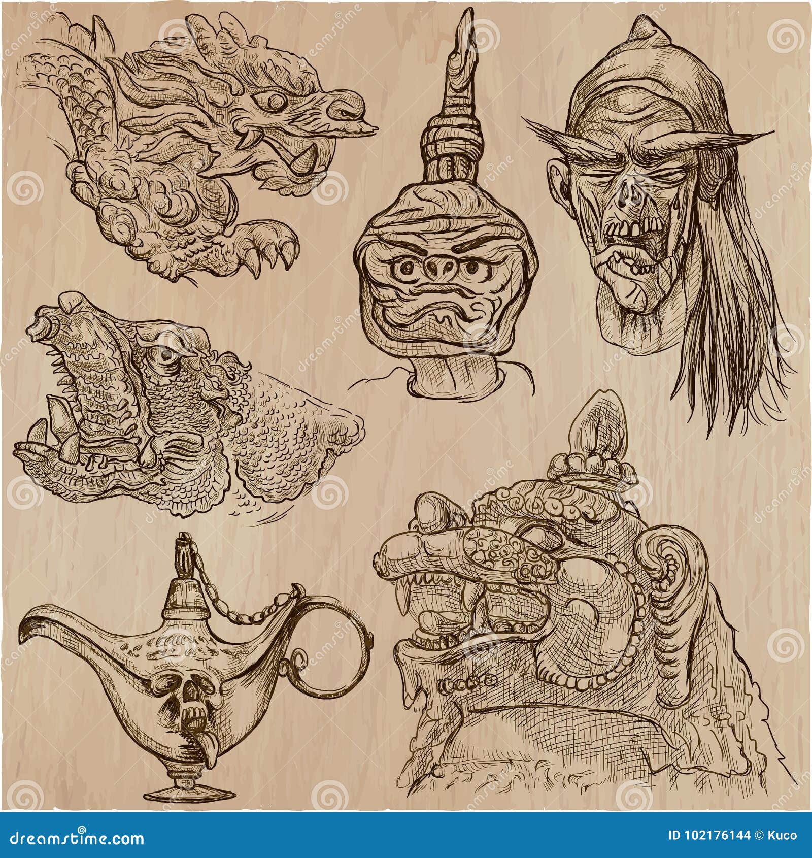 Monsters - an Hand Drawn Vector Collection Stock Vector - Illustration ...