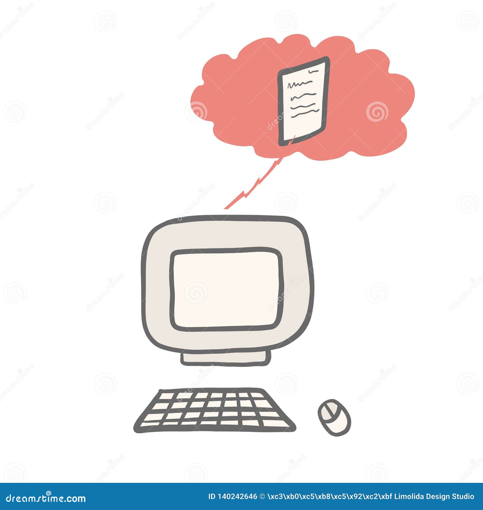 Hand Drawn Vector Computer Cloud Server Illustration Stock Vector ...