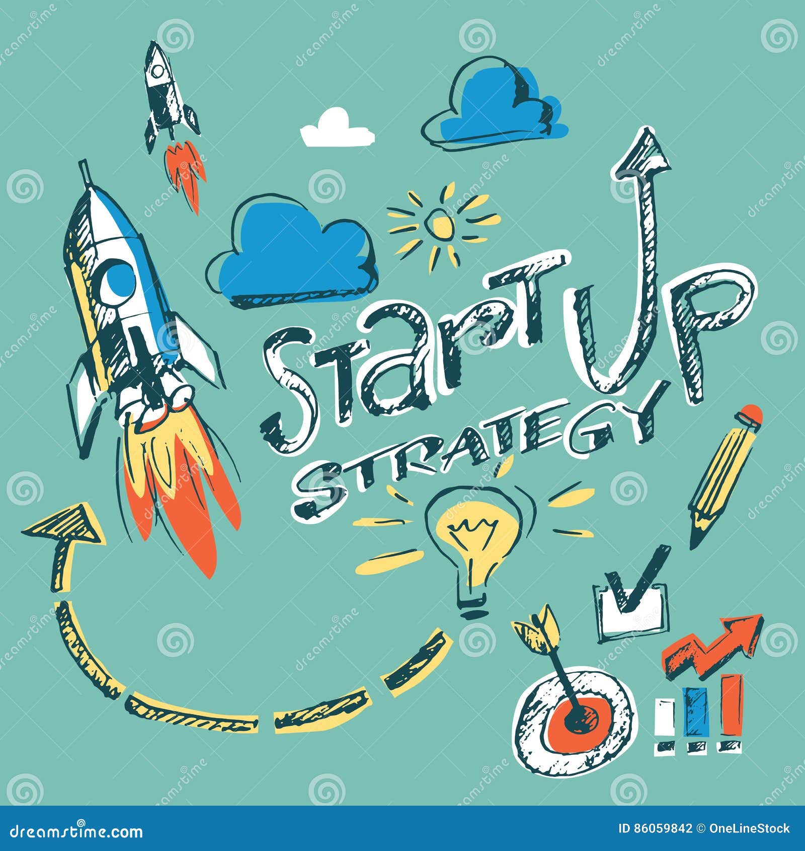 Hand Drawn Vector Concept Inforgraphics - Startup Strategy Stock Vector ...