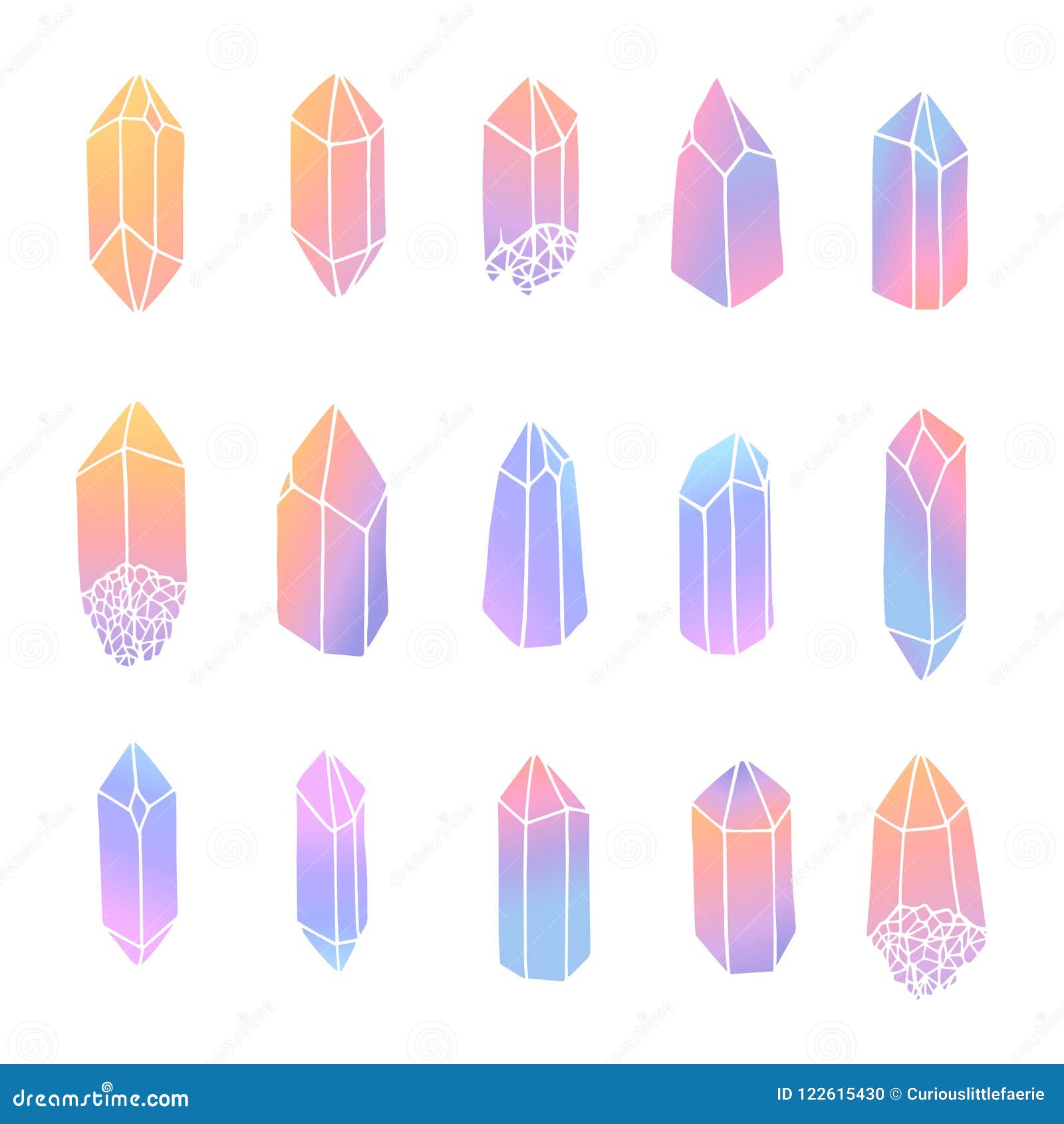 Hand Drawn Vector Crystals Set Isolated on the White Background ...