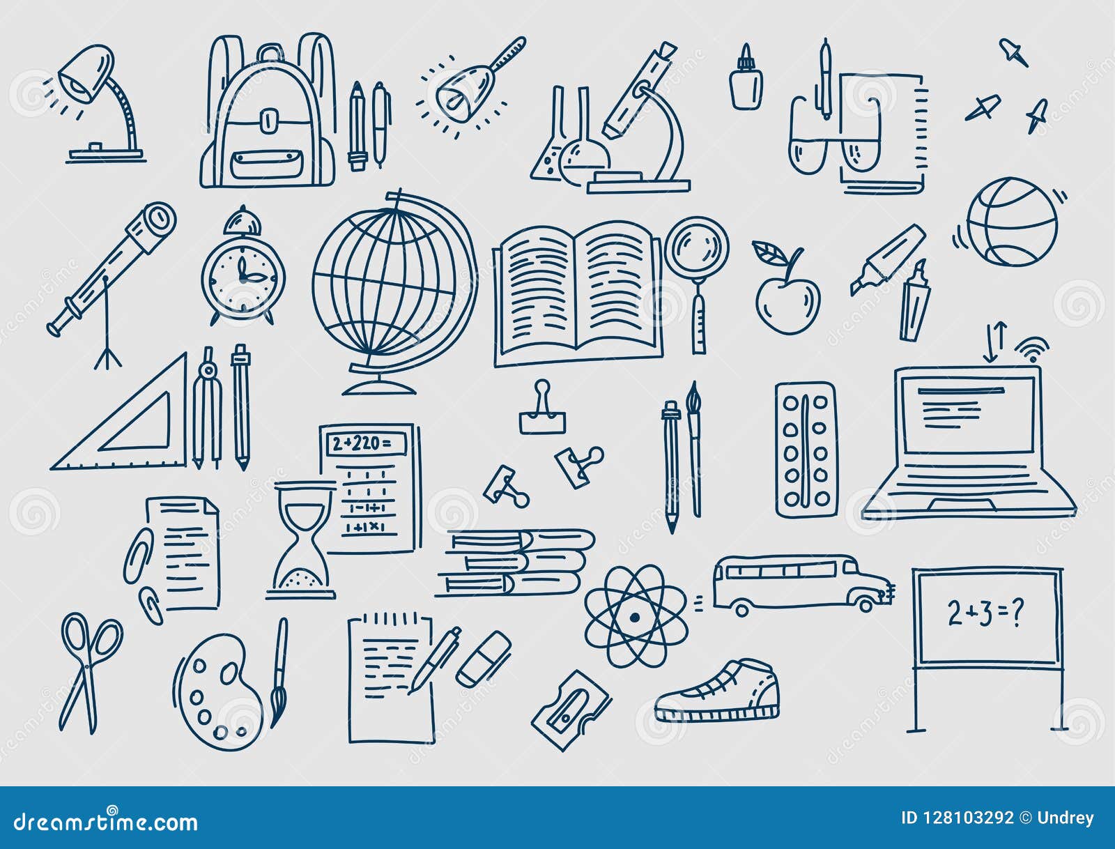 Hand Drawn Vector Doodle School Icons and Symbols. Stock Vector ...