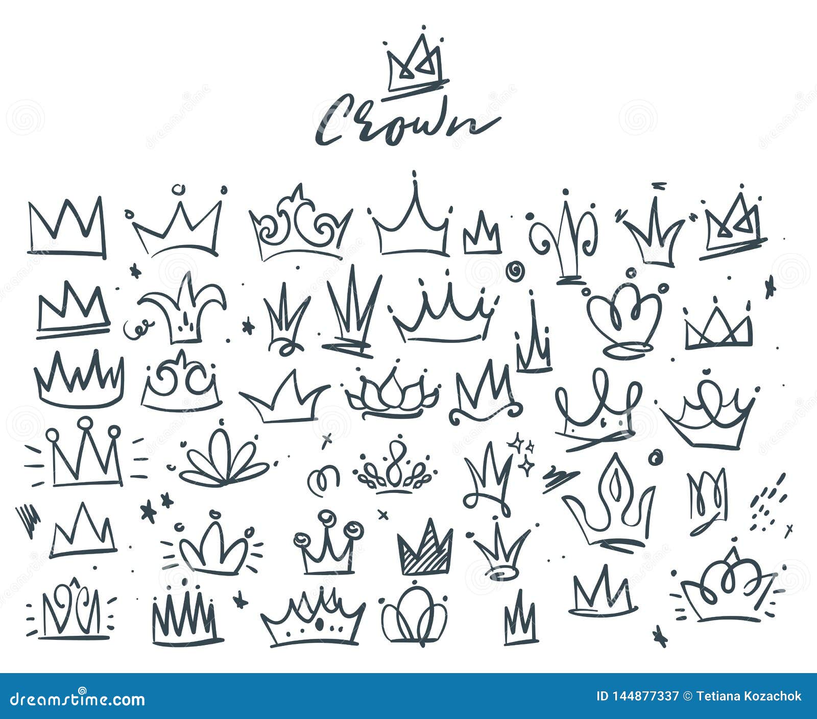 Doodle set of crowns stock vector. Illustration of luxury - 144877337