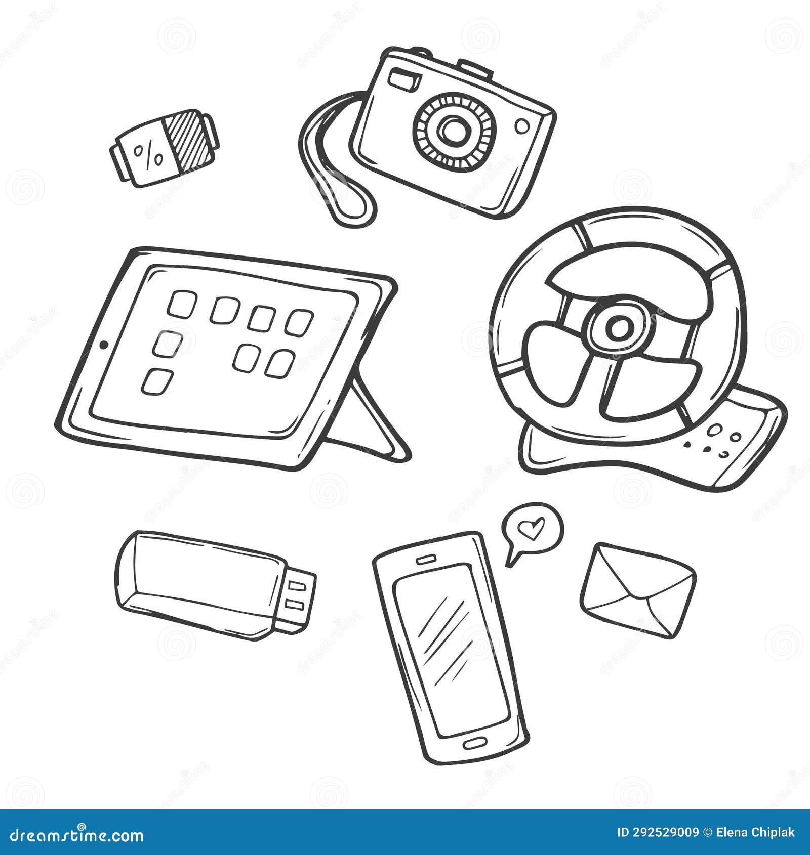 Hand Drawn Vector Doodles Gadgets Stock Vector - Illustration of ...