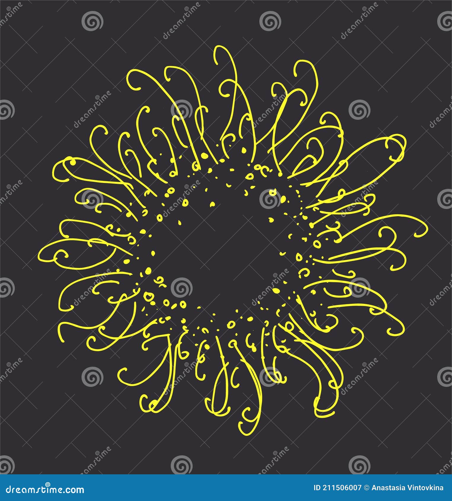 A Hand-drawn Vector Drawing of a Stylized Sun is Drawn in a Doodle ...