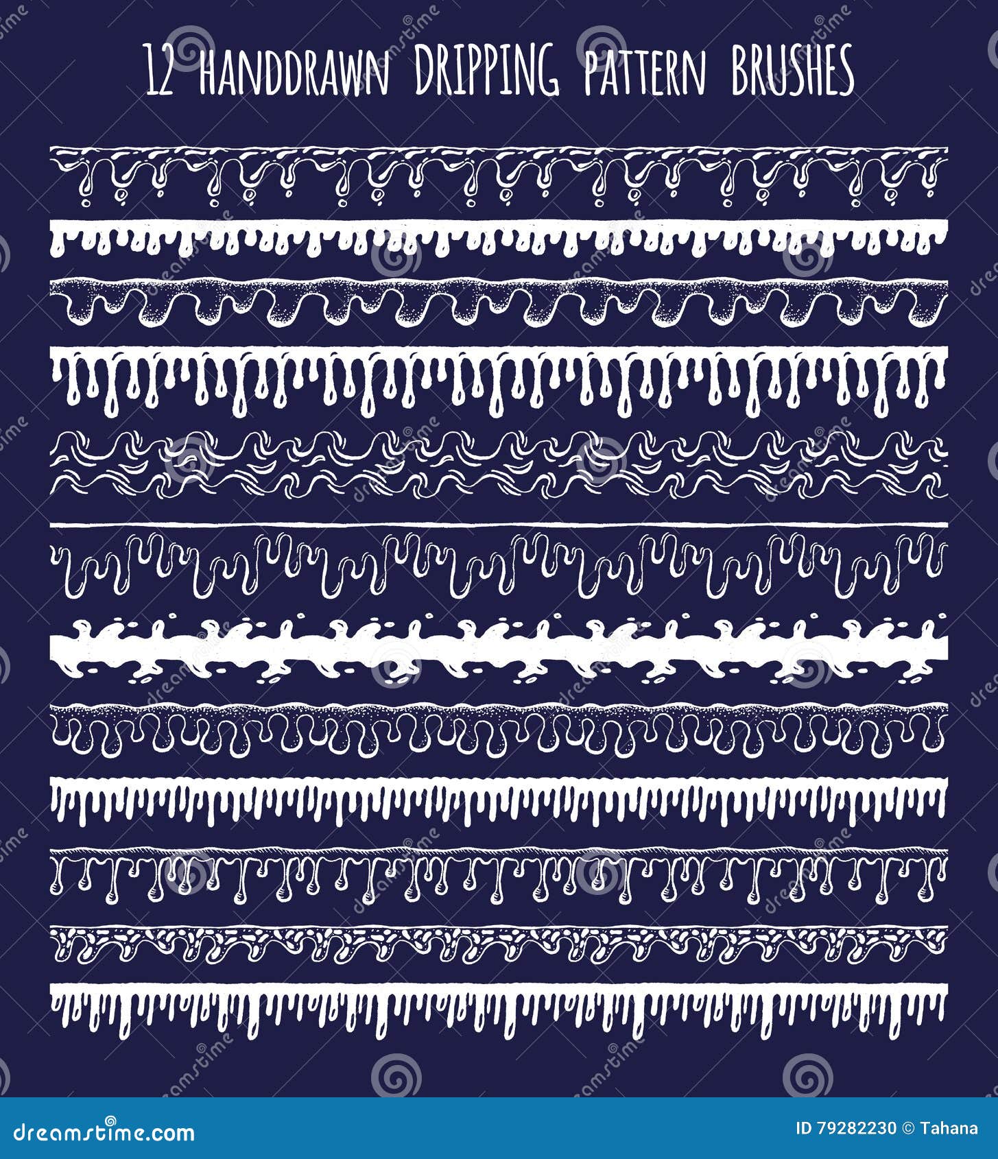 Hand Drawn Vector Dripping Pattern Brushes Stock Vector - Illustration ...