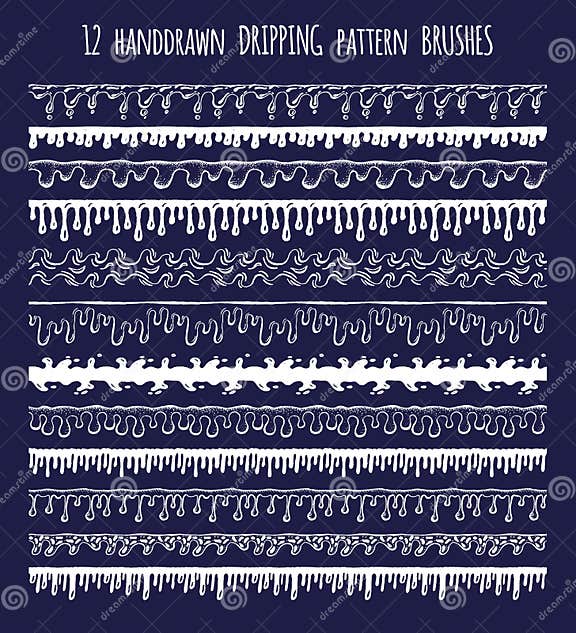Hand Drawn Vector Dripping Pattern Brushes Stock Vector - Illustration ...