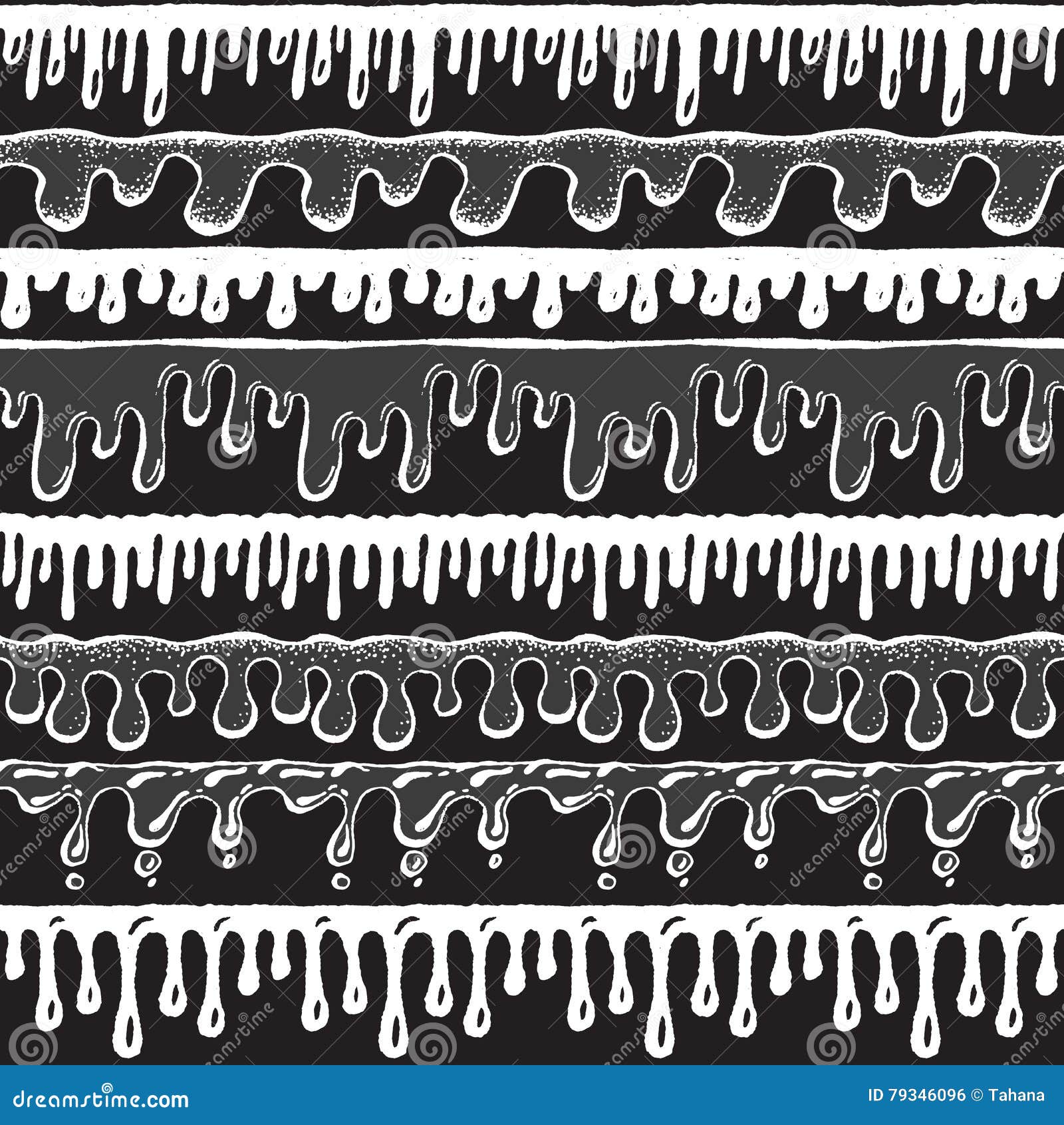 Hand Drawn Vector Dripping Pattern Brushes Stock Vector - Illustration ...
