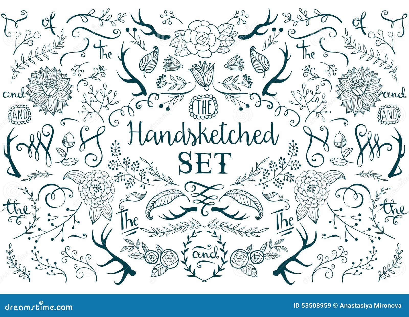 Hand drawn vector elements stock vector. Illustration of festive - 53508959