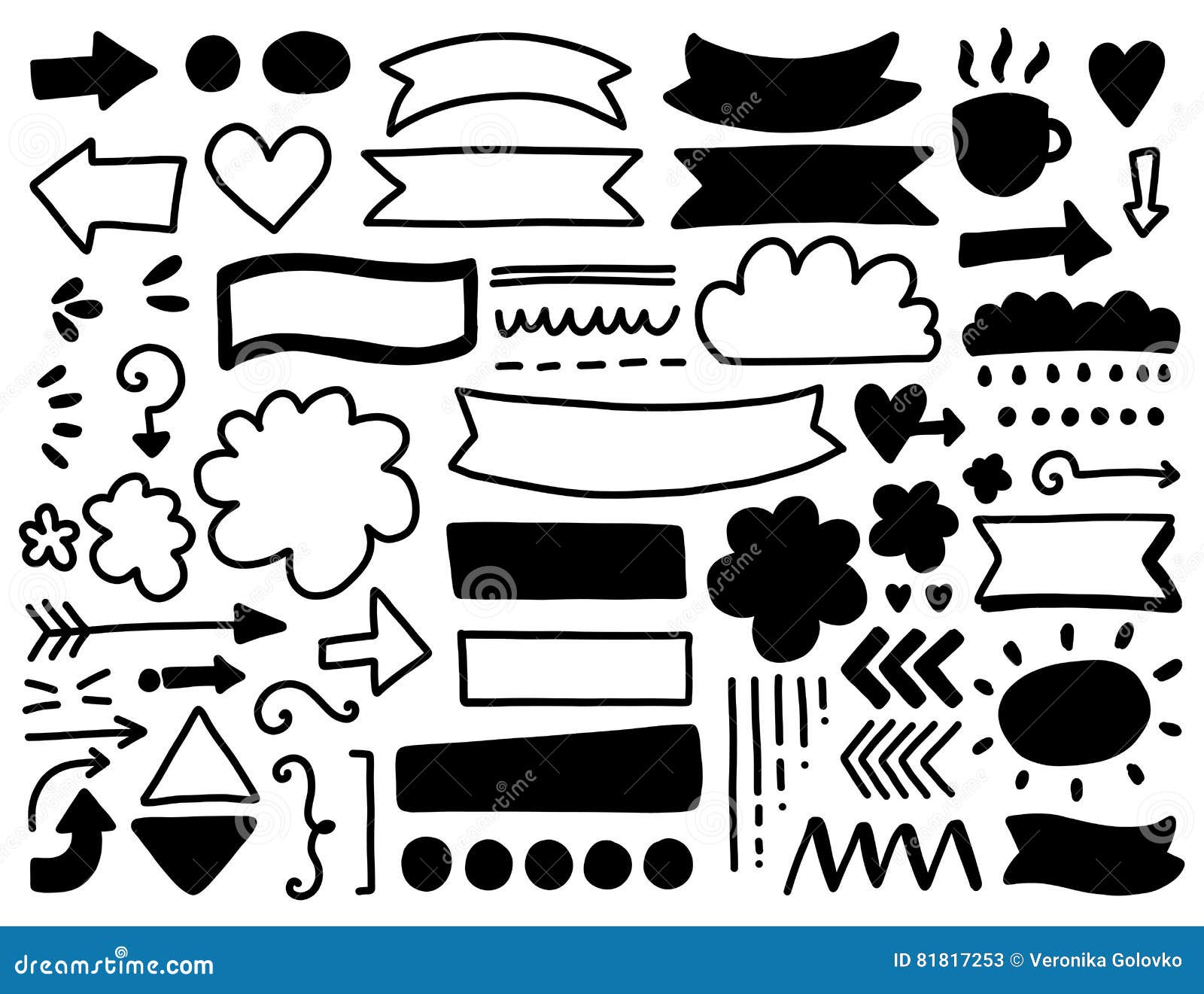 Hand drawn vector elements stock vector. Illustration of pointer - 81817253