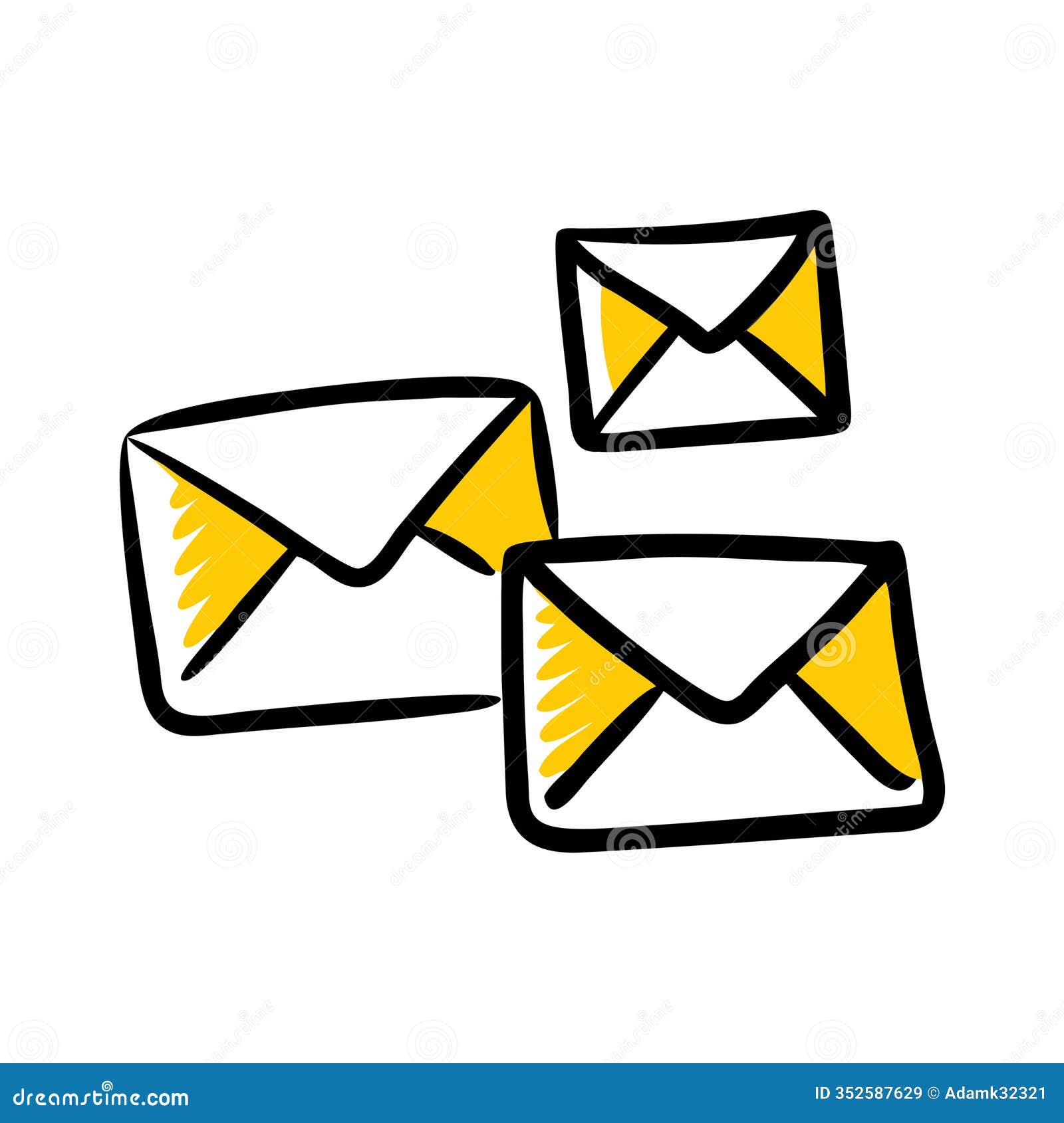 Hand Drawn Vector Envelopes Illustration for Communication and Email ...