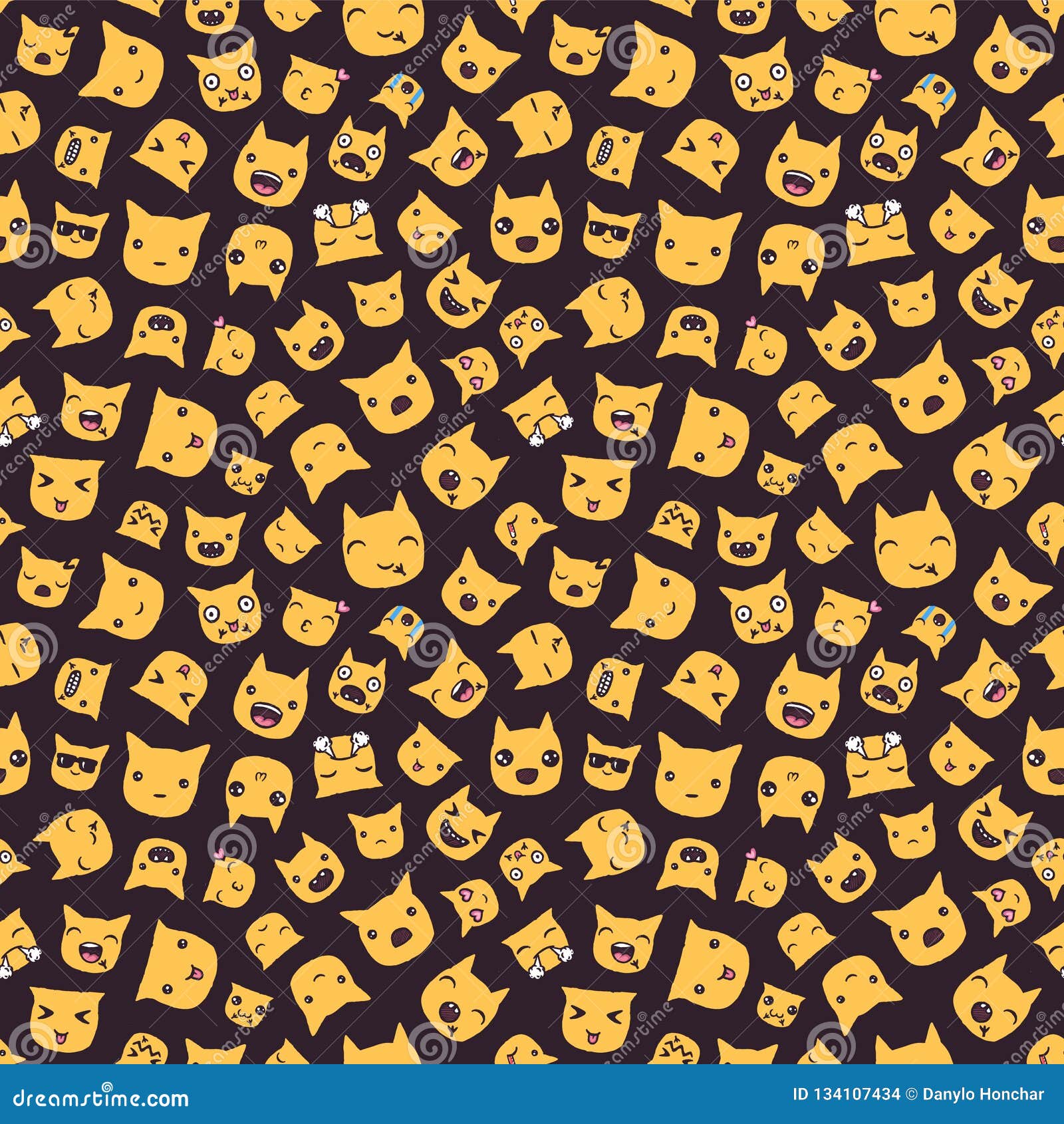 Hand Drawn Eps10 Vector Emoticons Seamless Pattern. Stock Vector ...