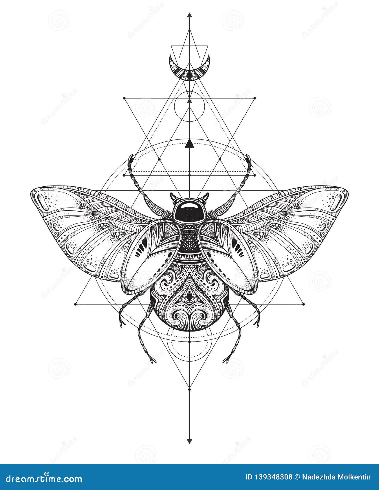 Hand Drawn Vector Esoteric Symbol, Bug with Sacred Geometry. Stock ... Hand Drawn Vector Esoteric Symbol, Bug with Sacred Geometry. Stock ...