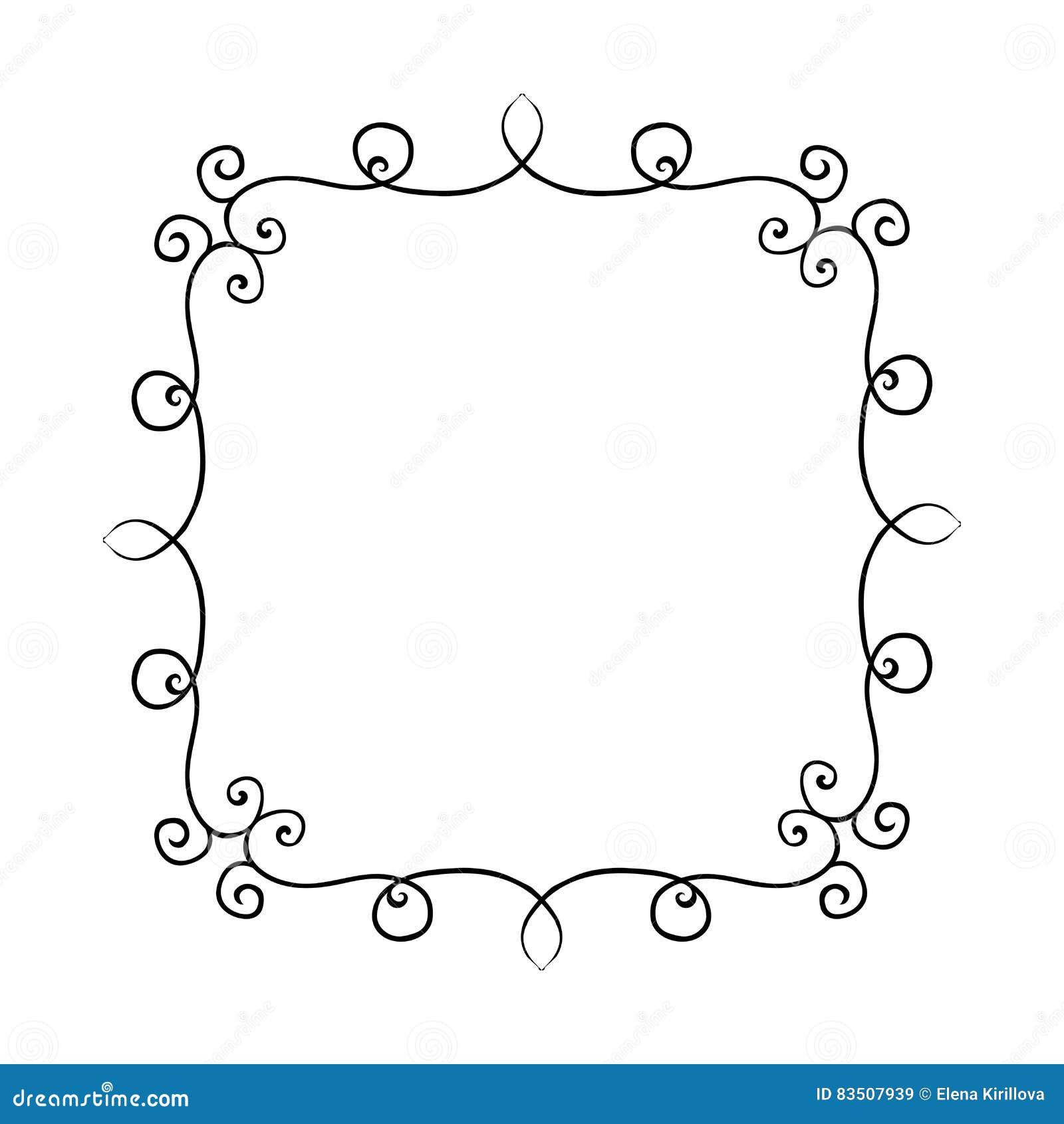 Hand Drawn Vector Frame with Curls. Design Elements Stock Vector ...