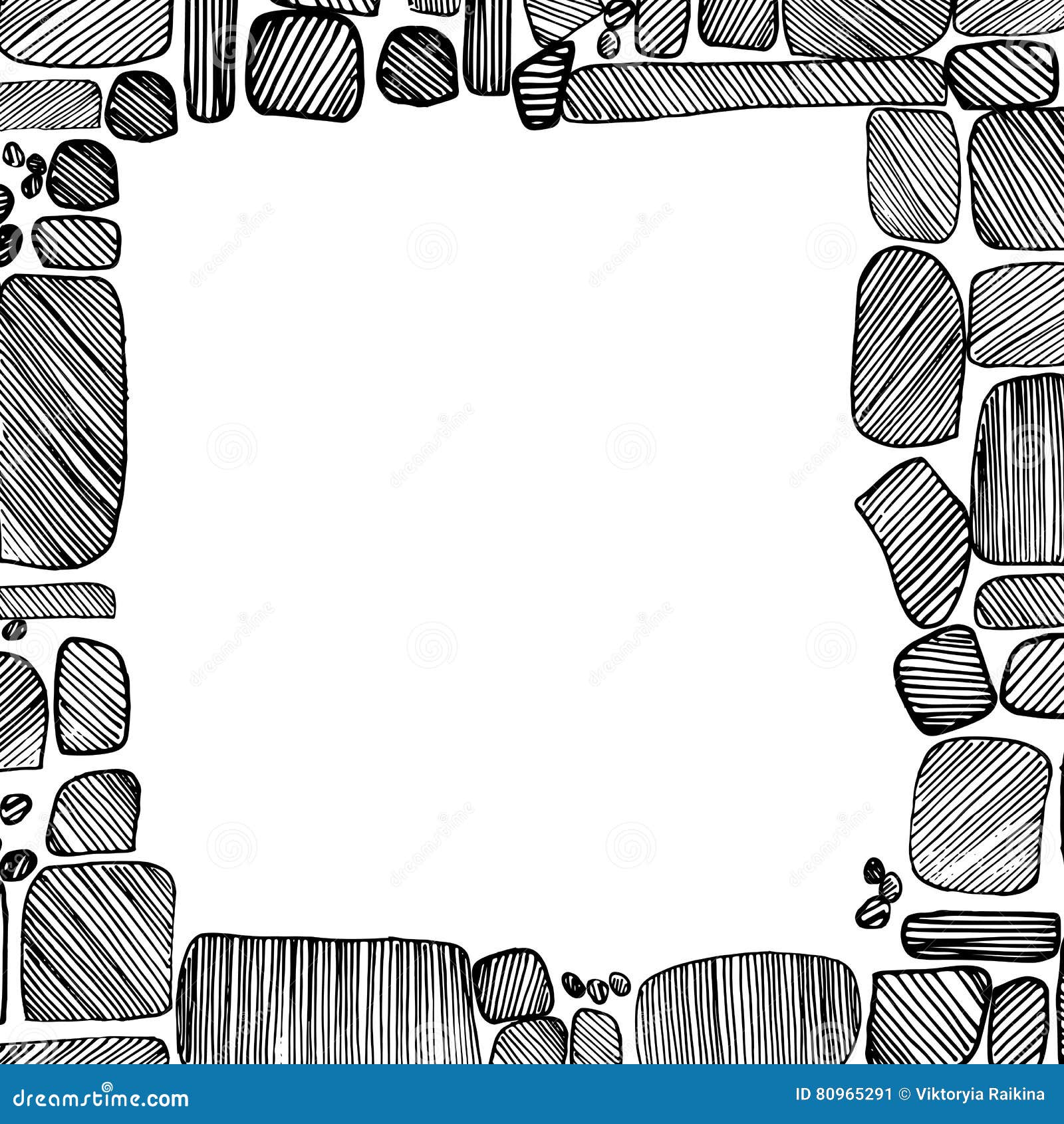 Hand Drawn Vector Frame of Stones Stock Vector - Illustration of hand ...