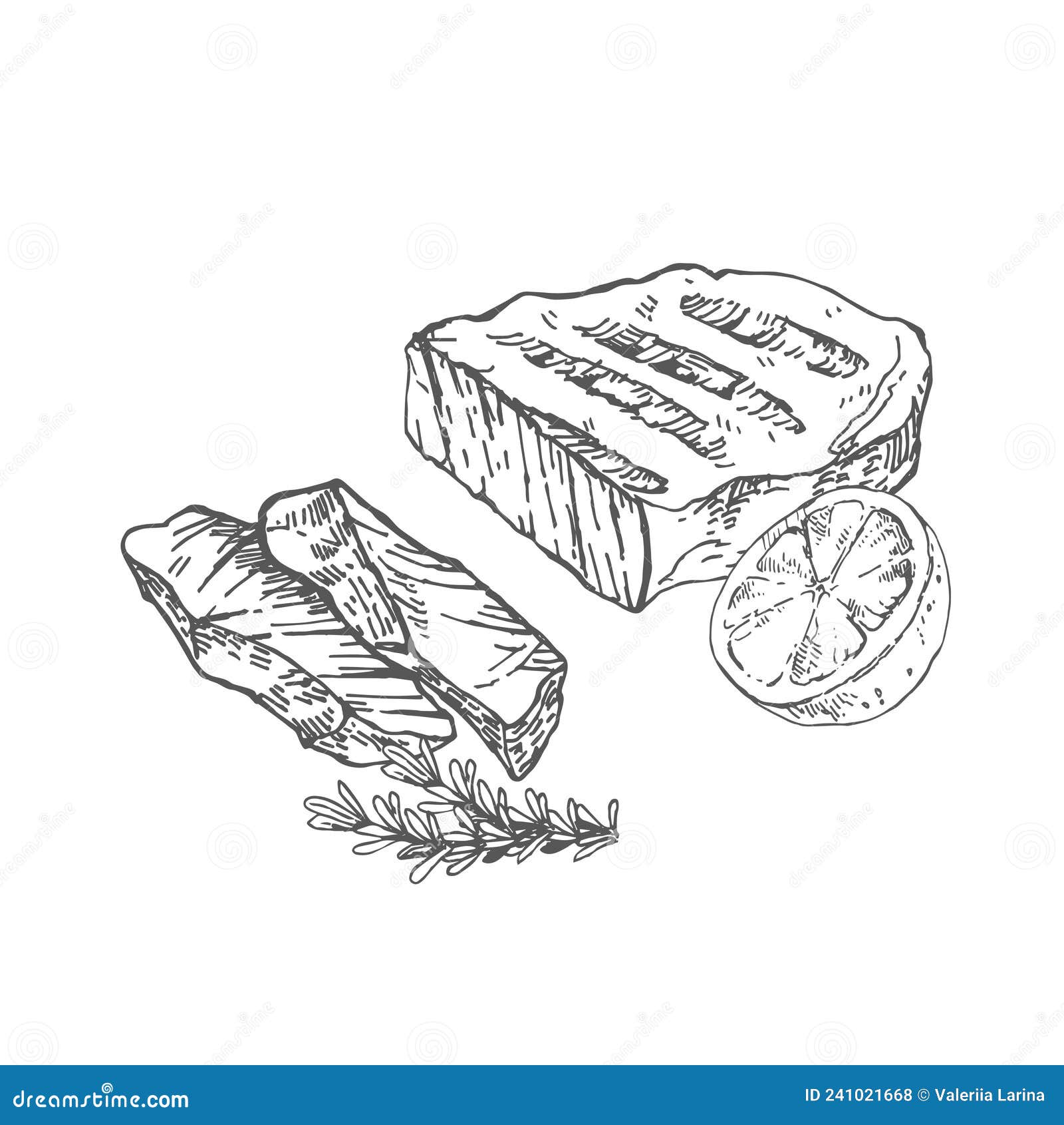 Hand Drawn Vector Fresh Meat Steak Illustration Stock Vector ...