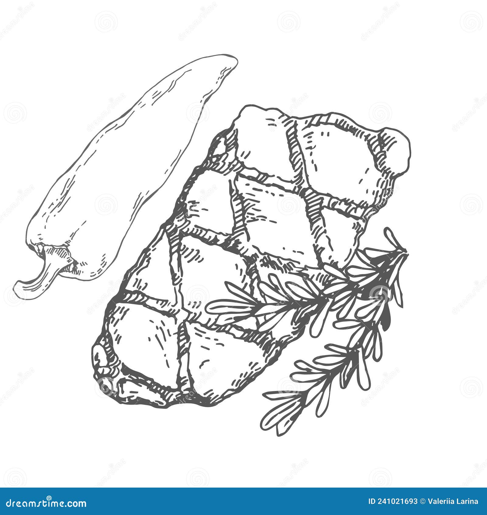 Hand Drawn Vector Fresh Meat Steak Illustration Stock Vector ...