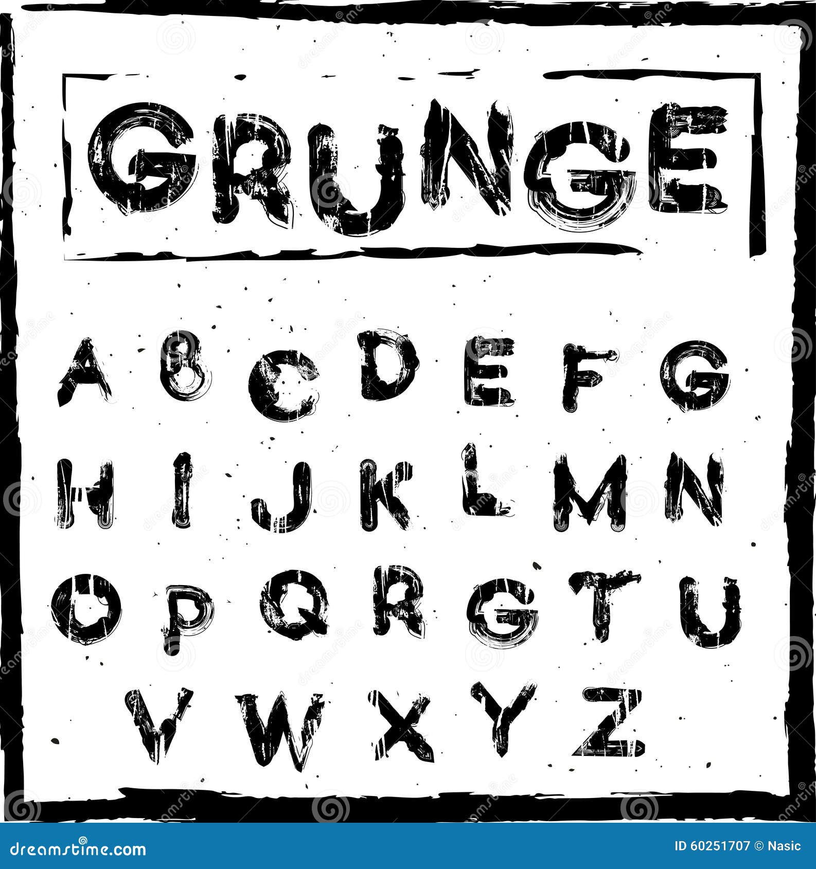 Hand Drawn Vector Grunge Letters Stock Vector - Illustration of font ...