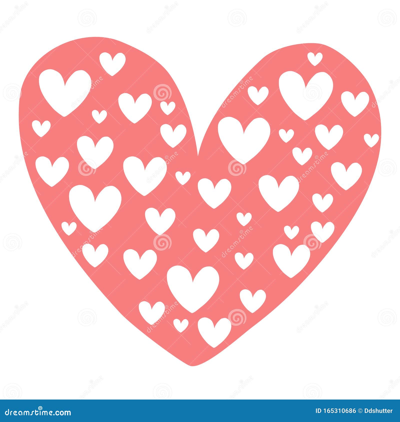 Hand Drawn Vector Heart with Small Hearts Inside. Valentines Day or ...