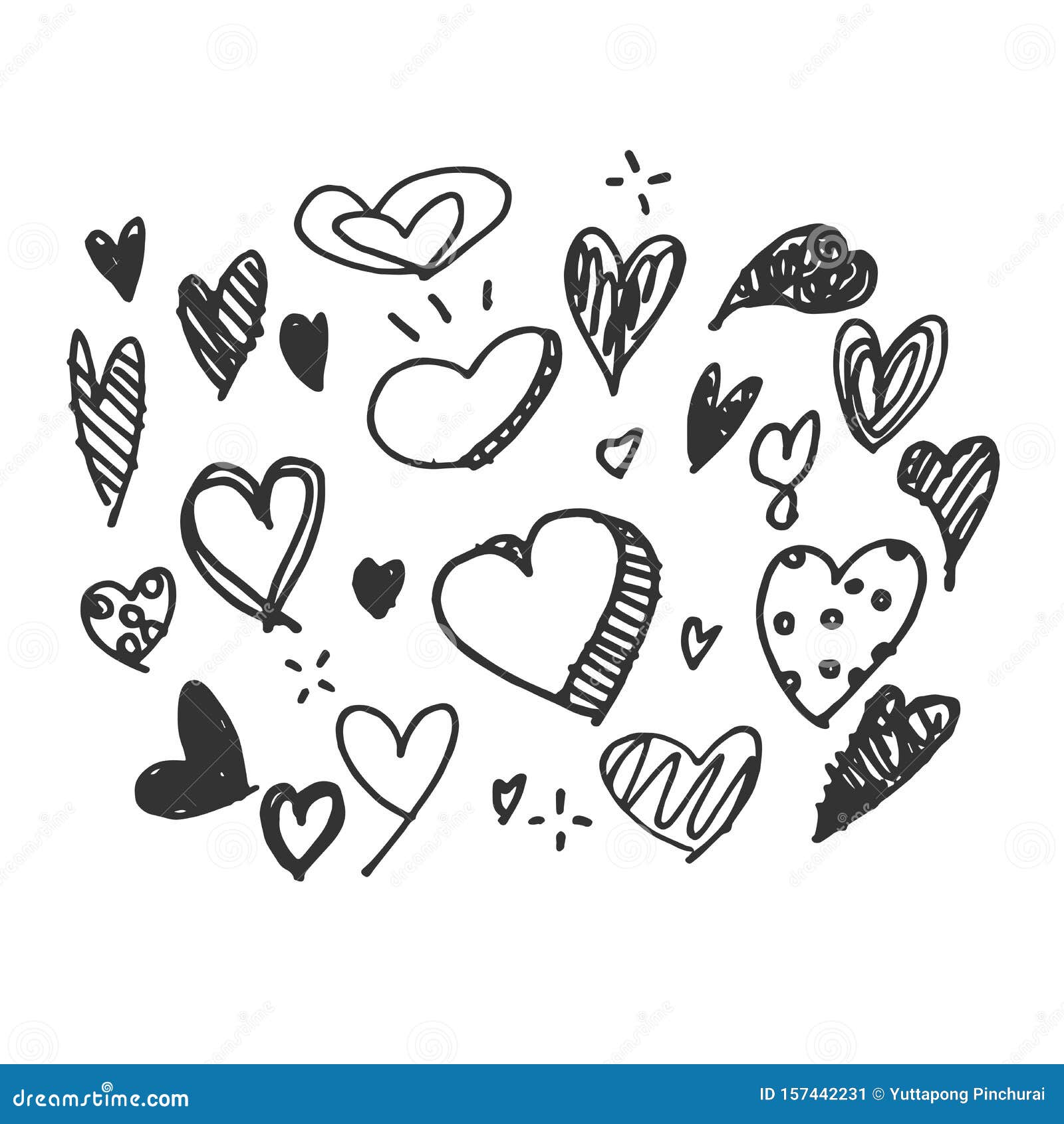 Hand Drawn Vector Hearts Icons Set Isolated on White Background ... Hand Drawn Vector Hearts Icons Set Isolated on White Background ...